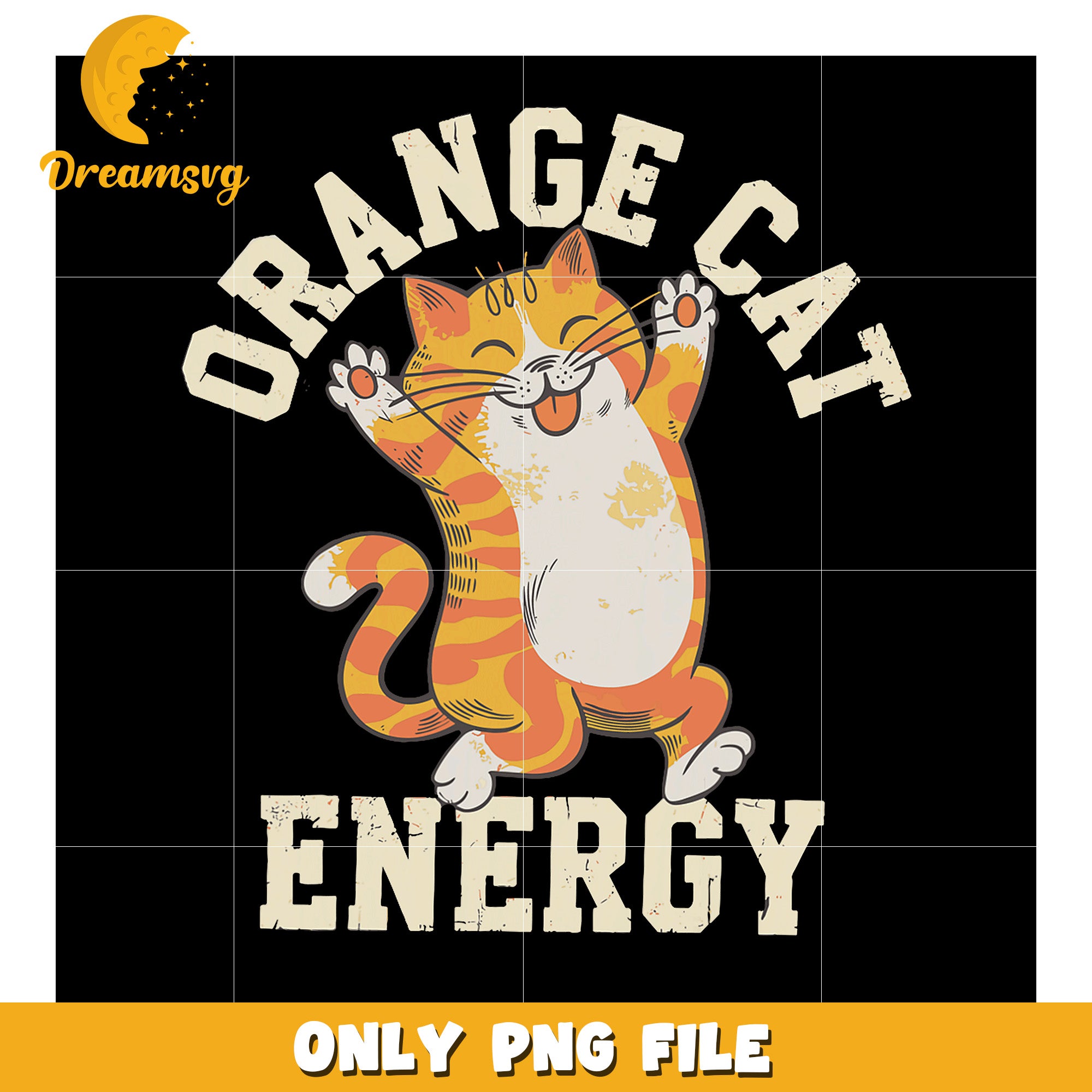 Orange Cat Energy PNG Graphic – DreamSVG Store