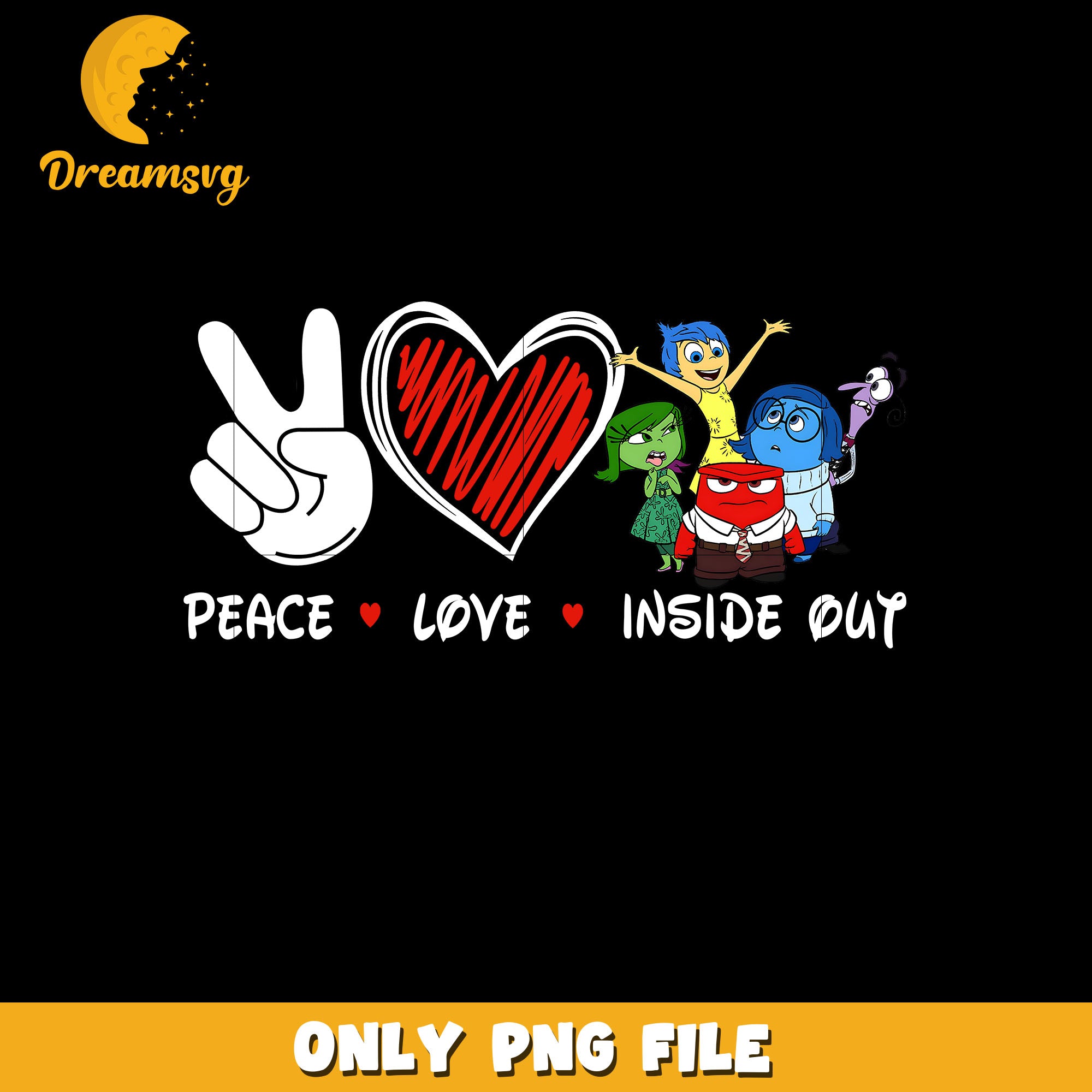 Peace love inside out design png, disney png – DreamSVG Store