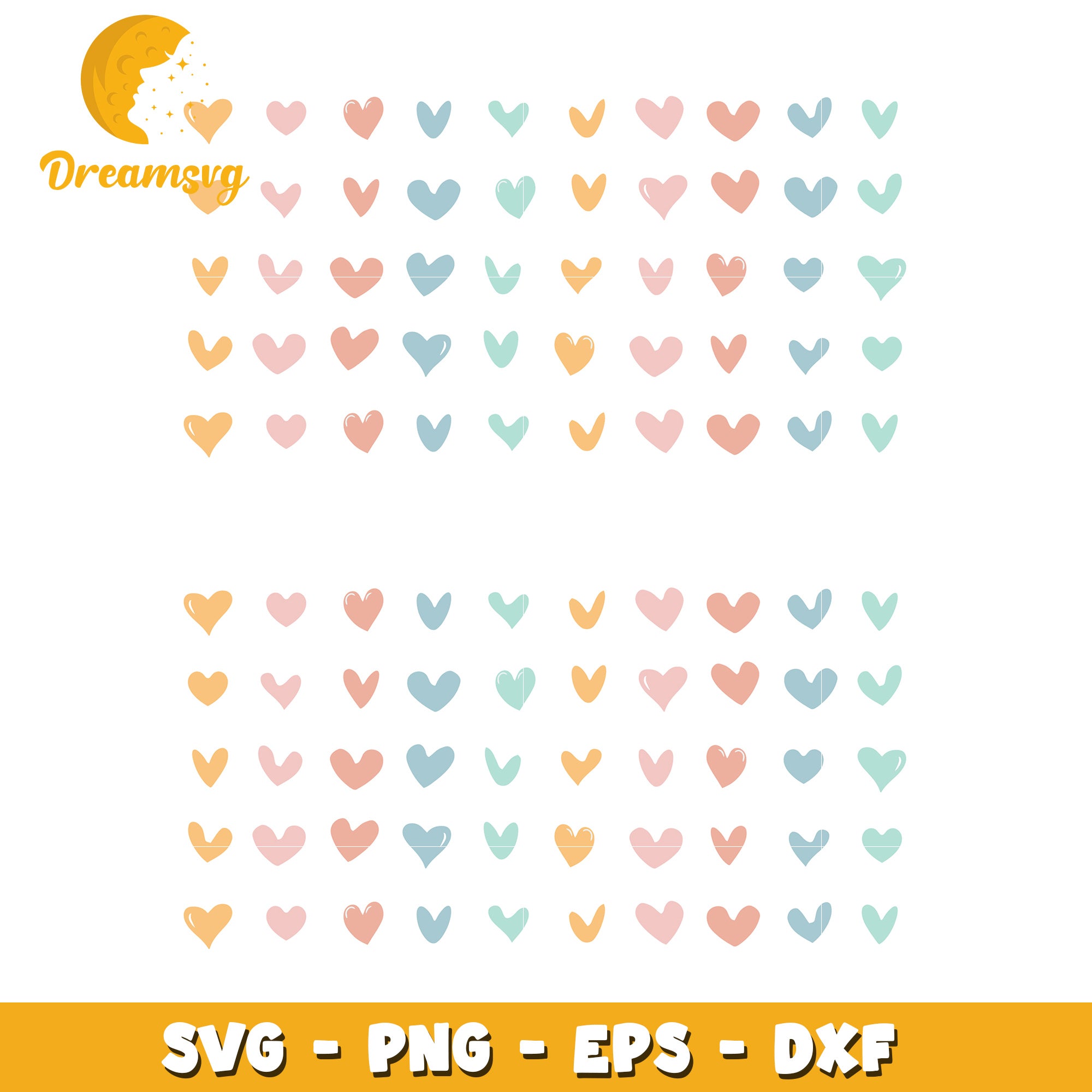 Pastel Hearts SVG PNG EPS DXF Cut Files – DreamSVG Store