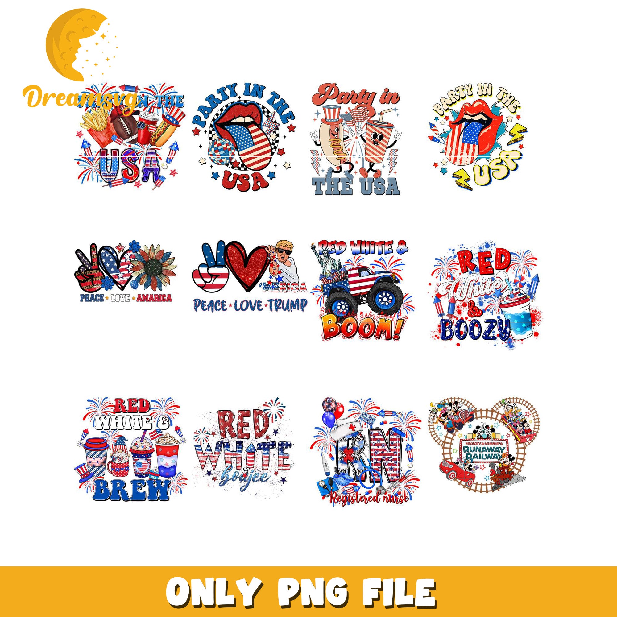 Patriotic Party Bundle PNG Graphic Set for Celebrations – DreamSVG Store