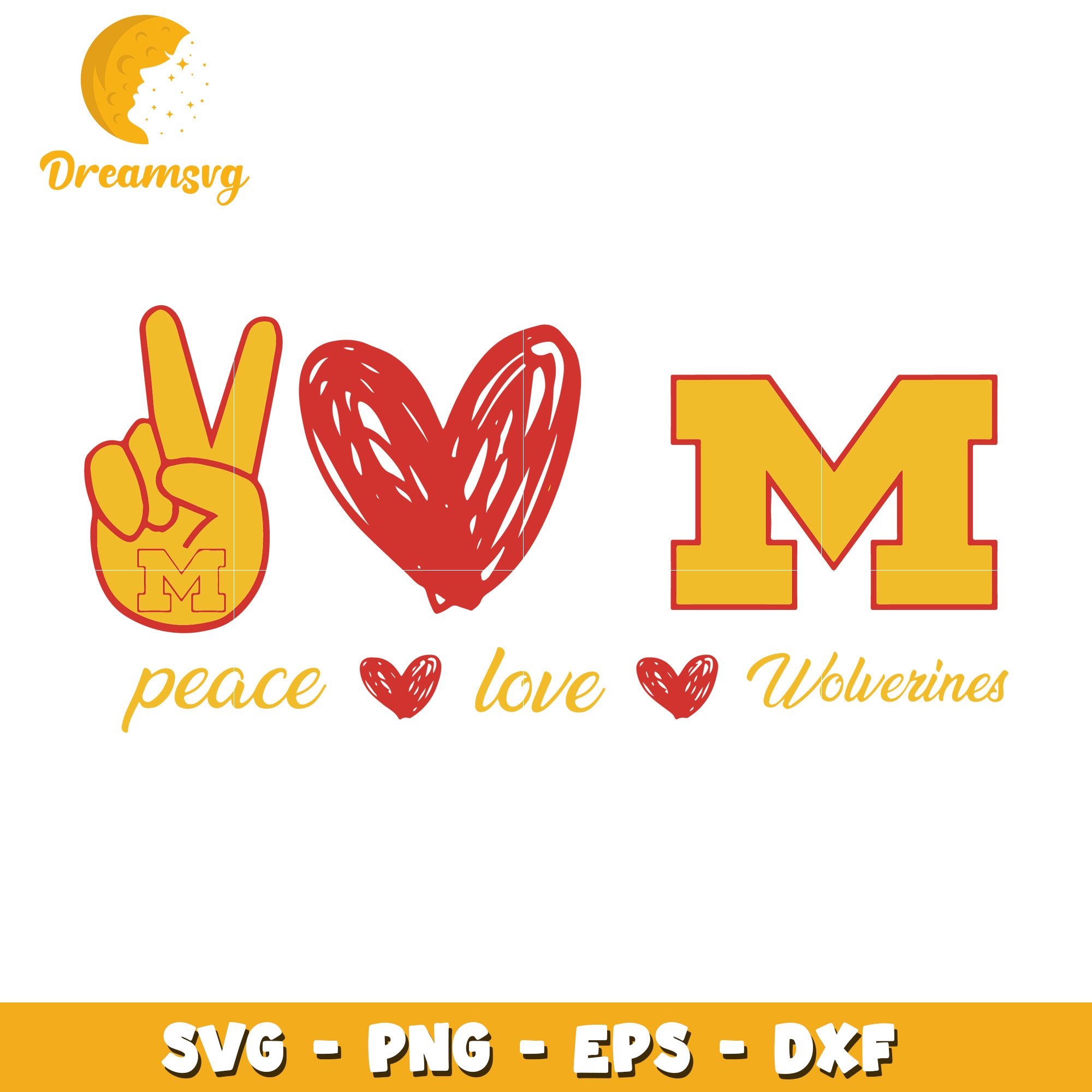 Peace Love Wolverines SVG PNG EPS DXF – DreamSVG Store