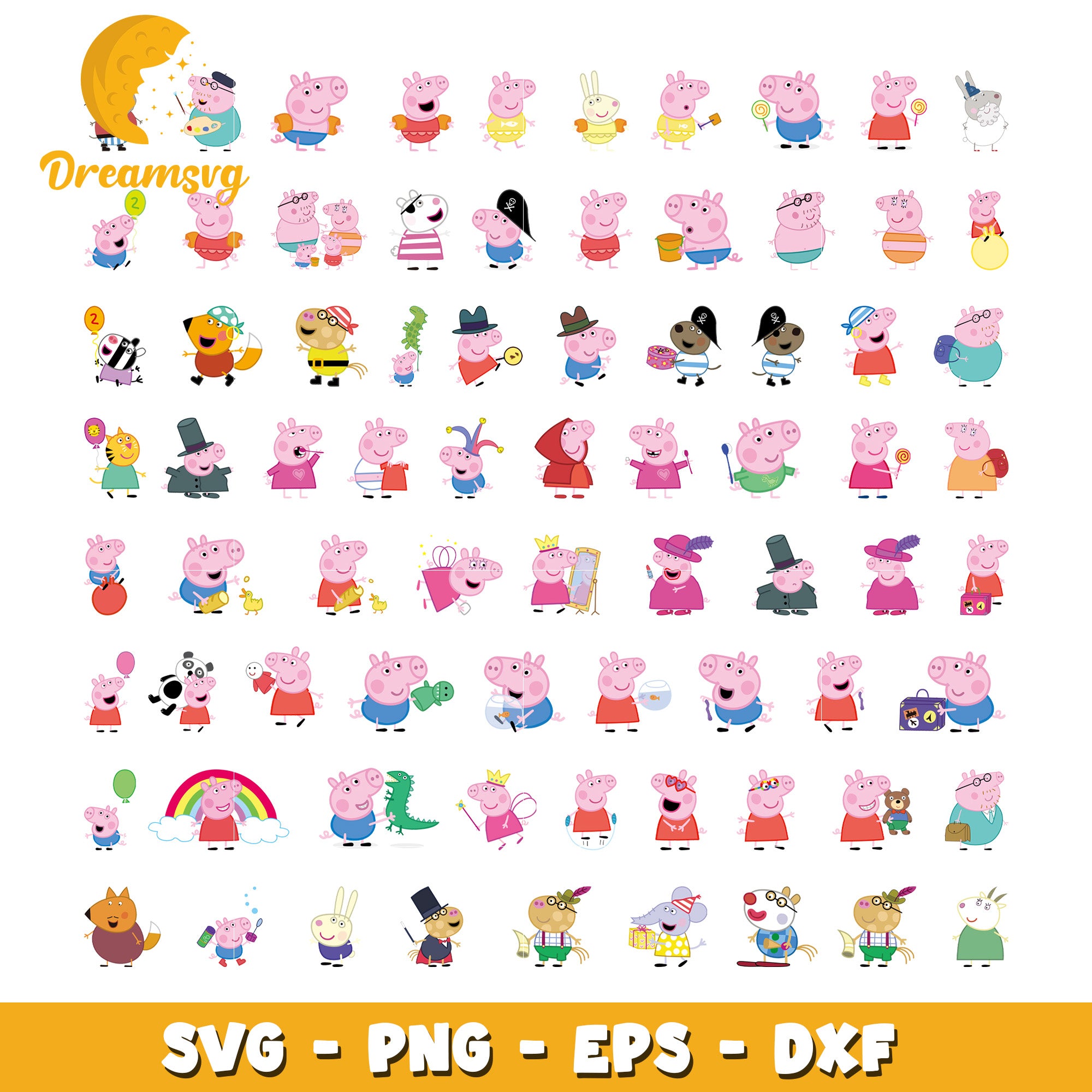 Peppa Pig character bundle svg, peppa pig world svg, cartoon svg ...
