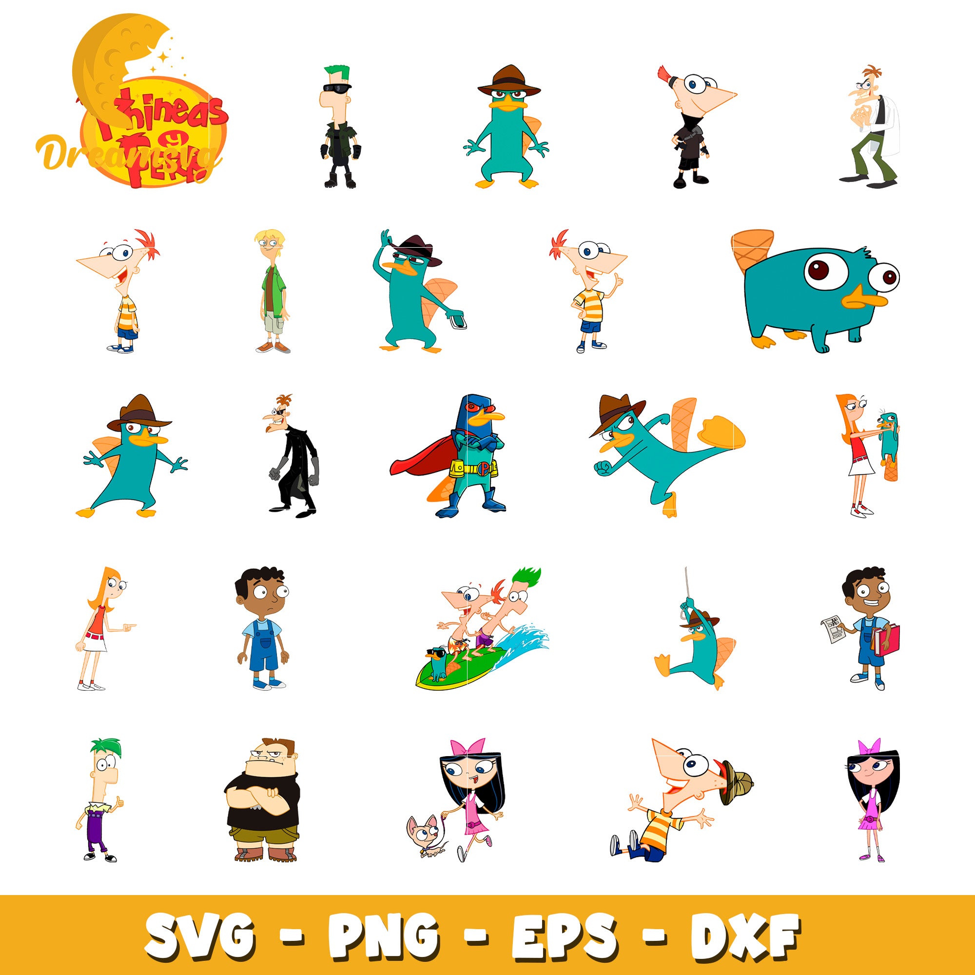 Phineas And Ferb characters bundle svg, phineas and ferb cast svg ...