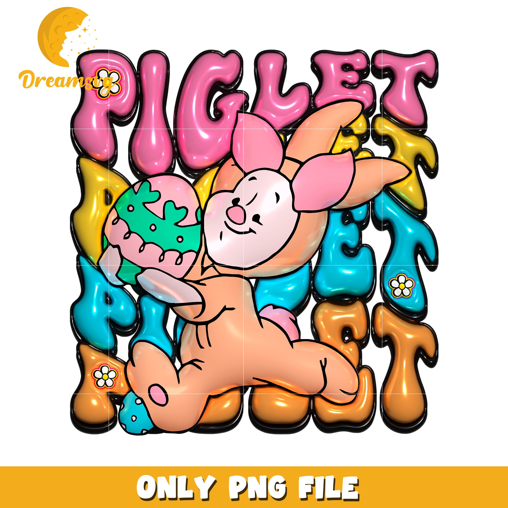 Piglet Easter Bunny PNG Design – DreamSVG Store