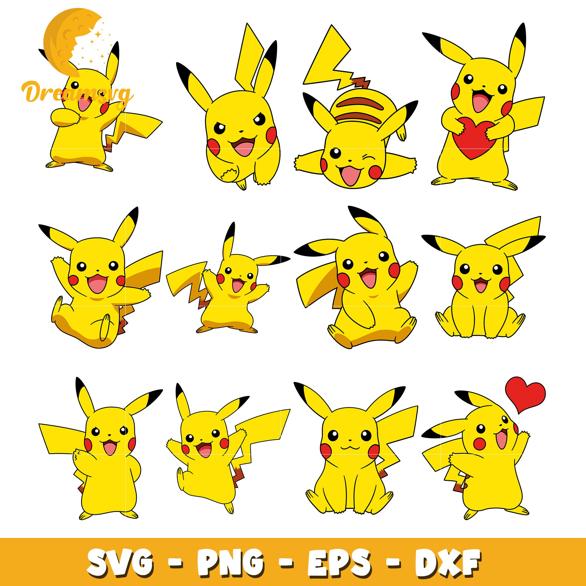 Pikachu character emotions bundle svg, pokemon pikachu svg – DreamSVG Store