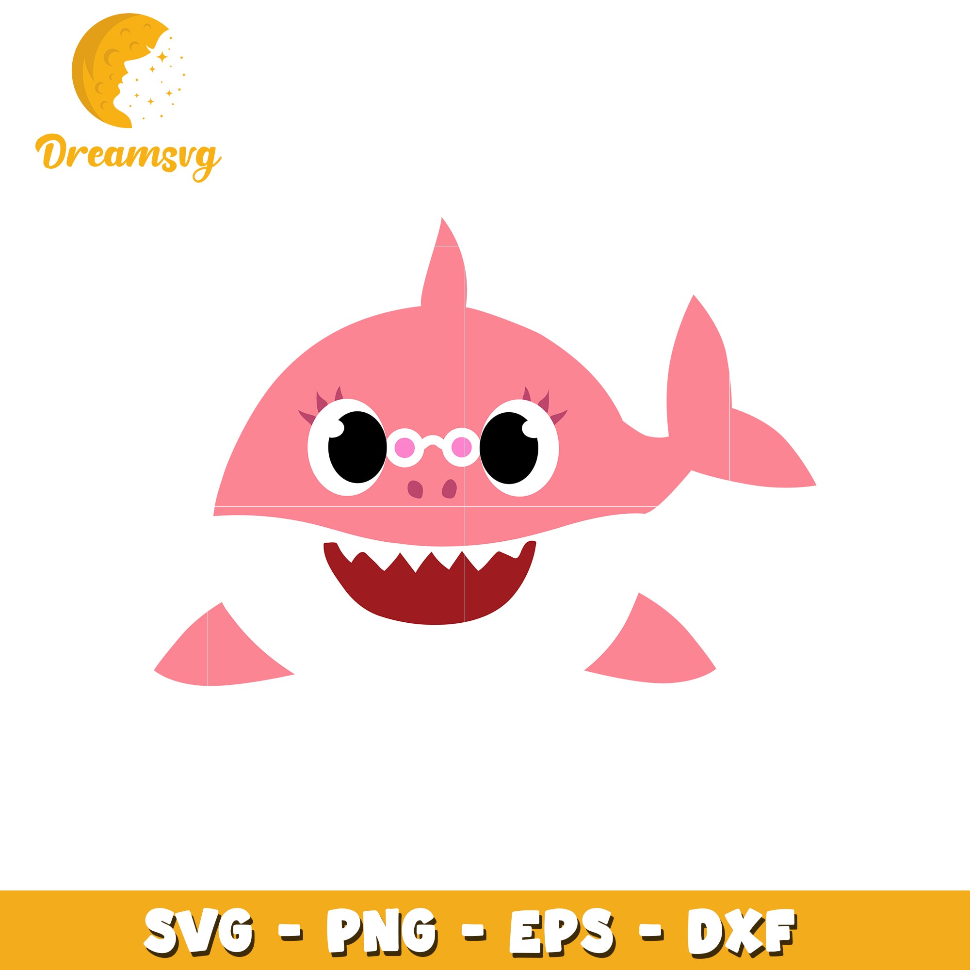 Pink Baby Shark SVG Cut File – DreamSVG Store
