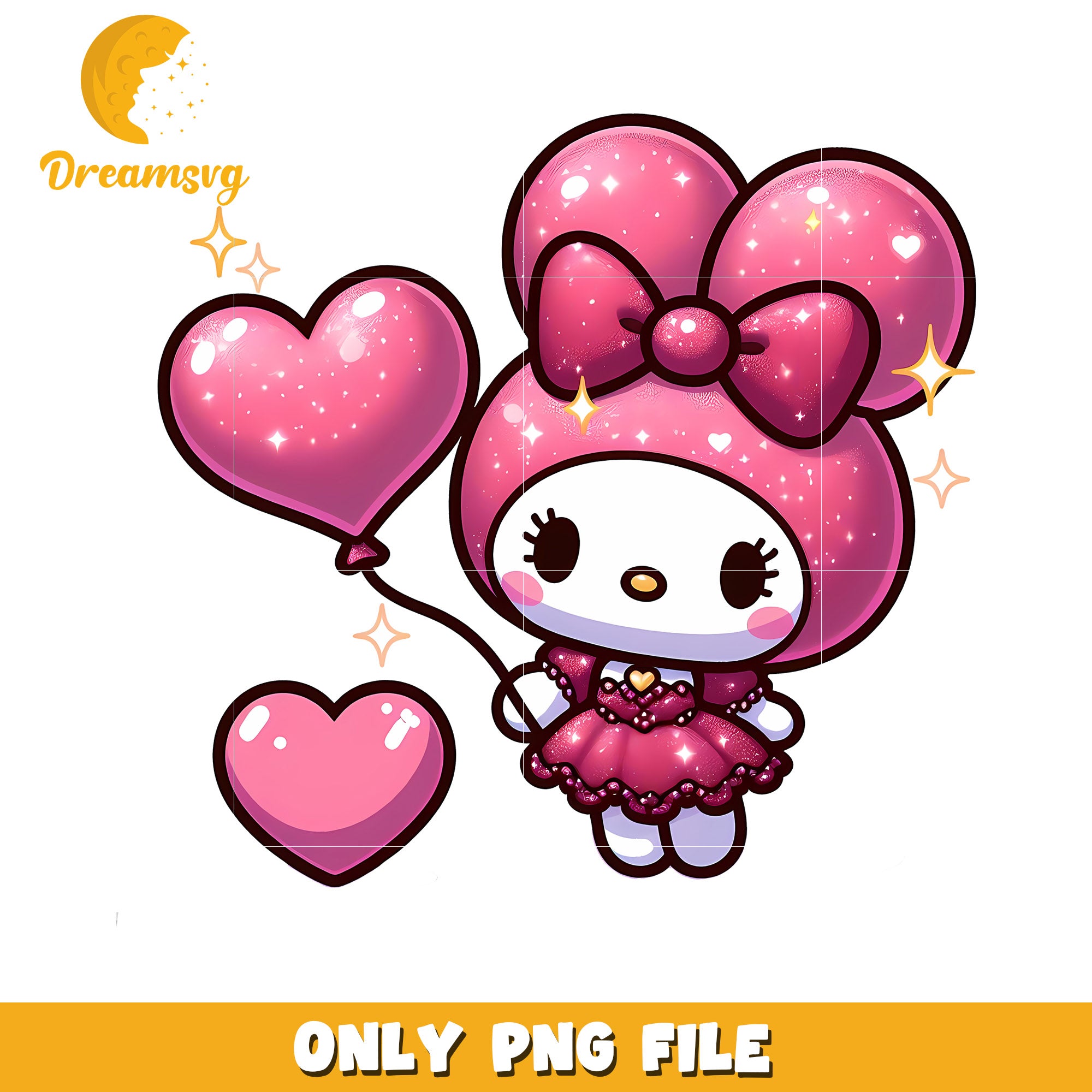 Pink My Melody PNG Glitter Heart Balloons – DreamSVG Store