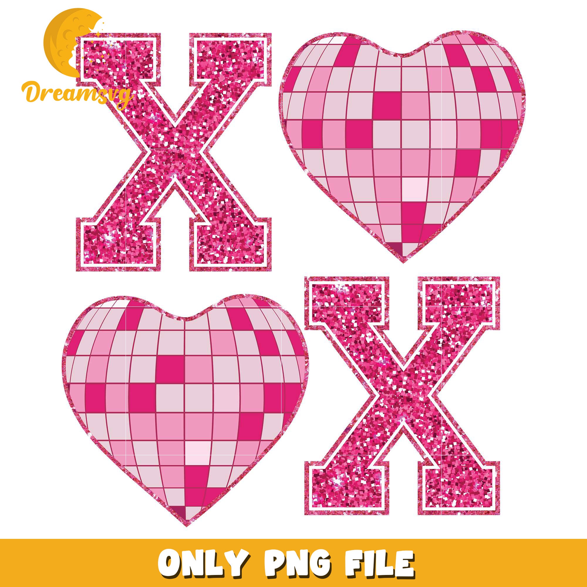 Pink disco ball xoxo valentine png, xoxo valentine png – DreamSVG Store