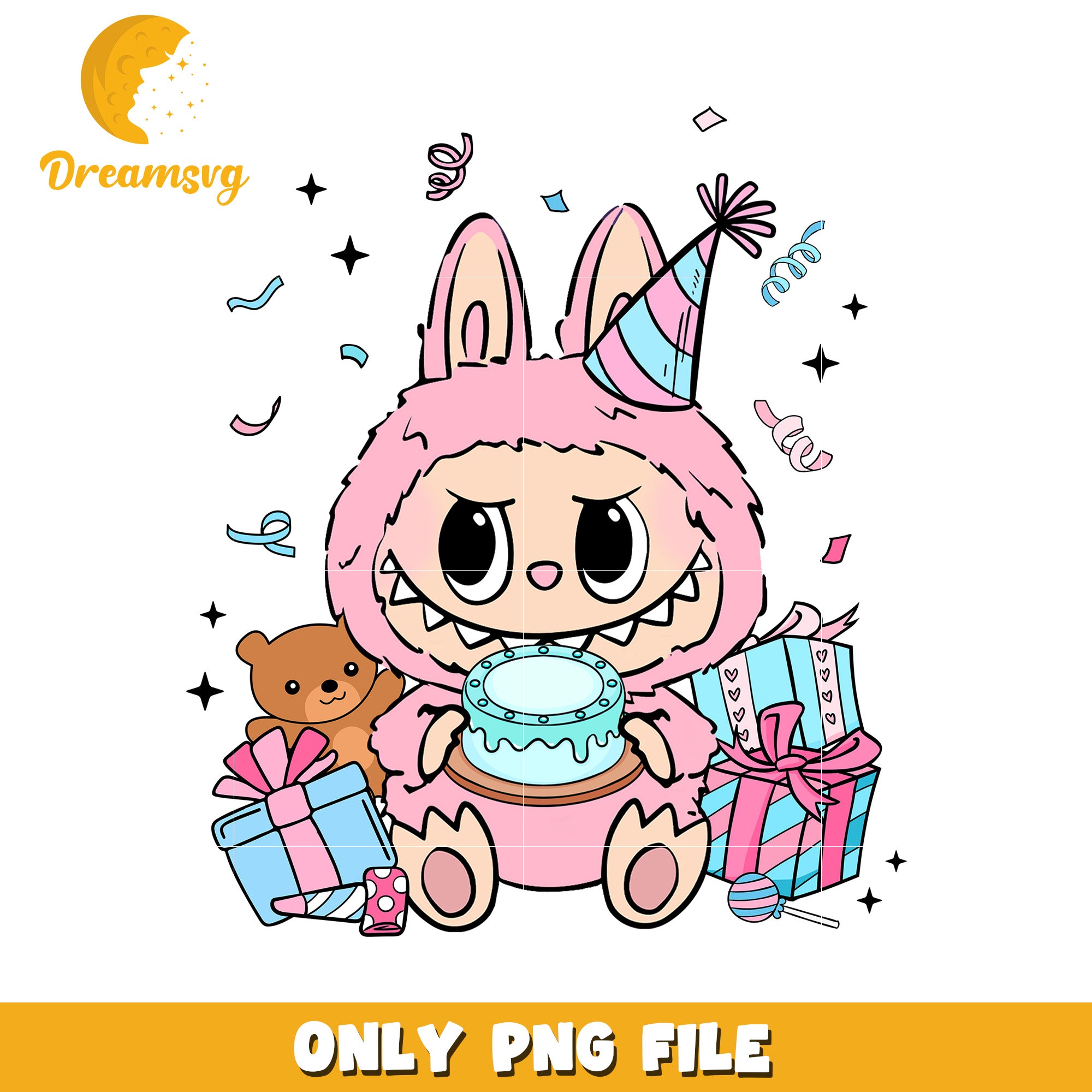 Pink labubu birthday design png, popmart usa png, labubu keychain png ...