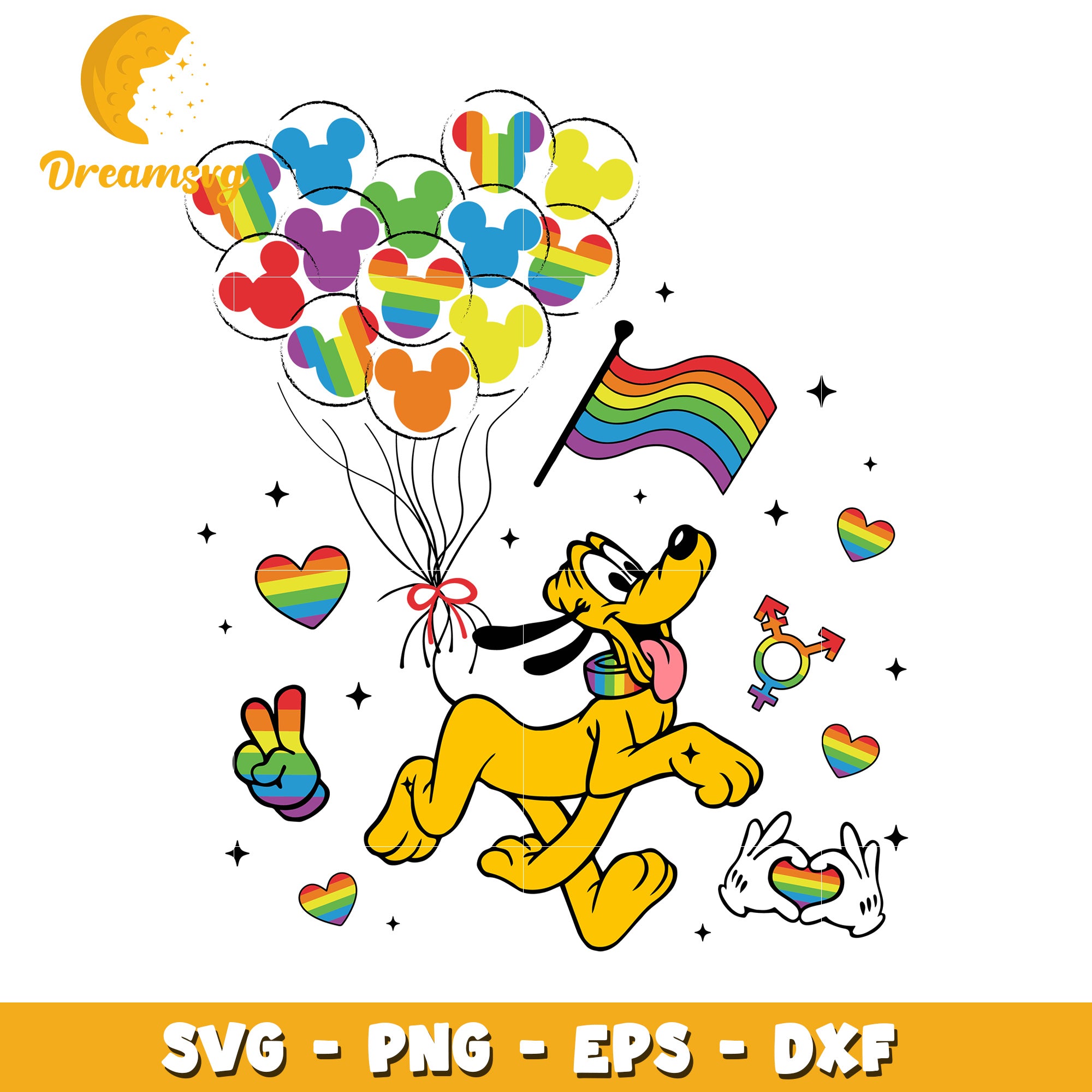 Playful Rainbow Pluto SVG Design for Pride Celebrations and Crafts ...