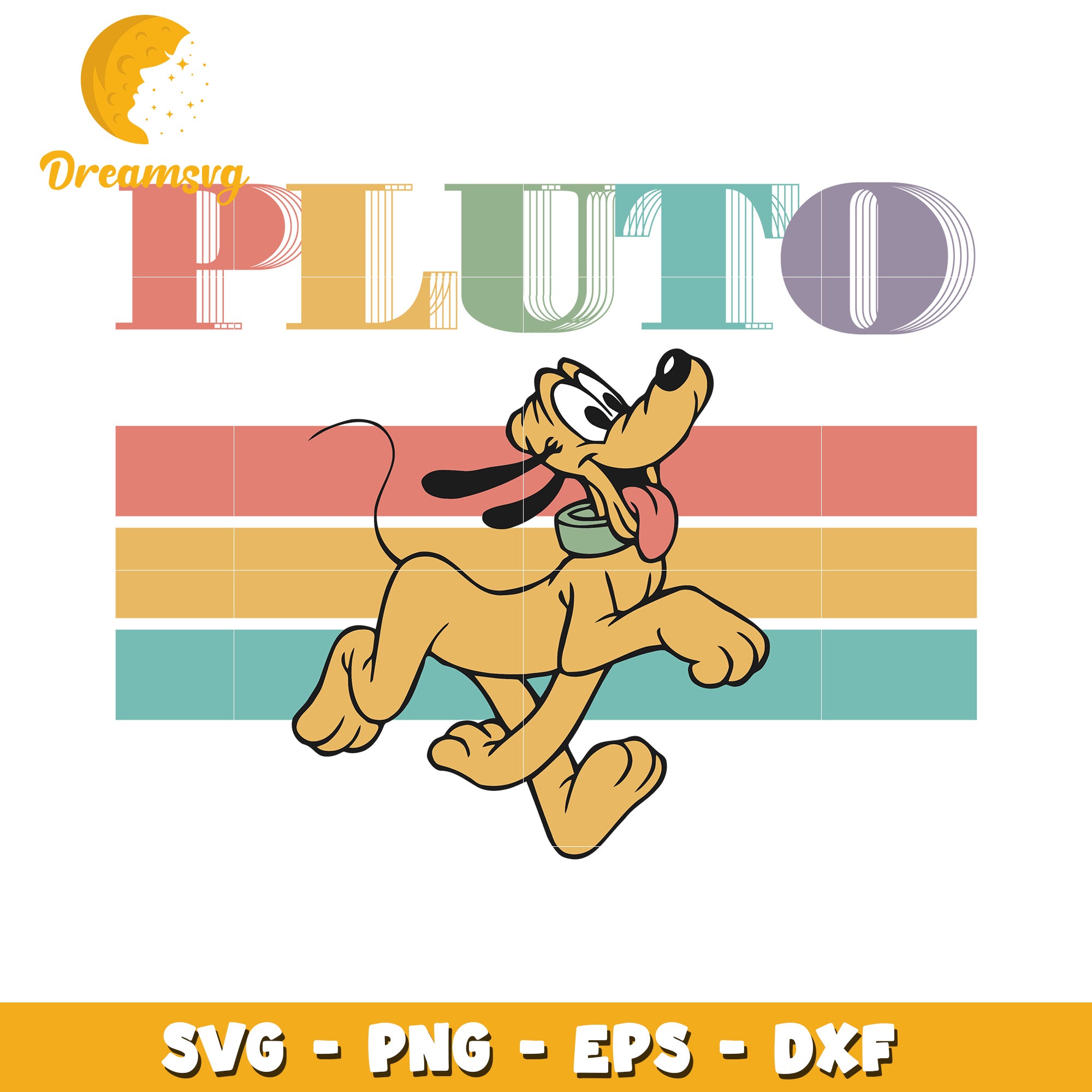 Pluto SVG PNG EPS DXF Retro Design – DreamSVG Store