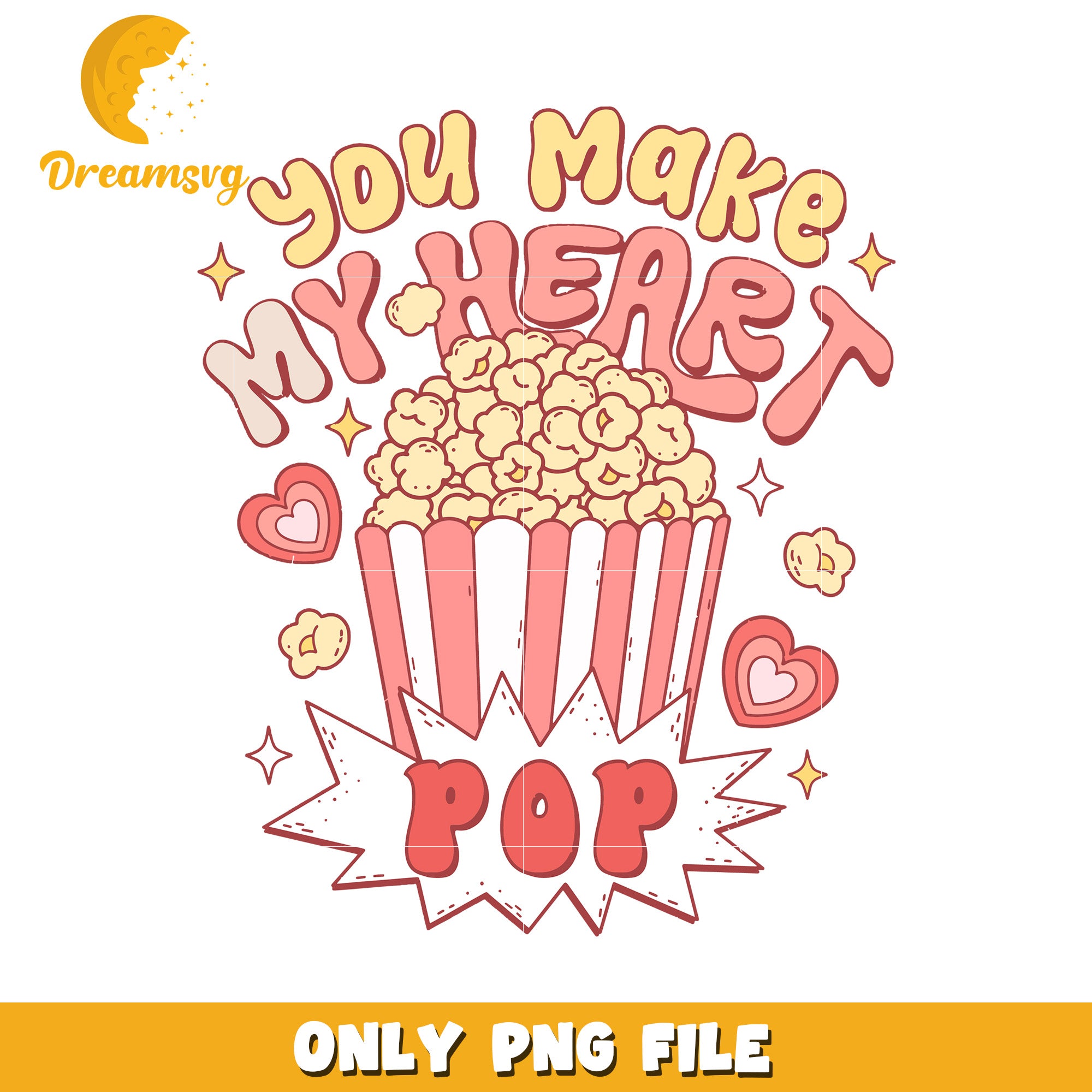 Popcorn Love PNG Design – DreamSVG Store