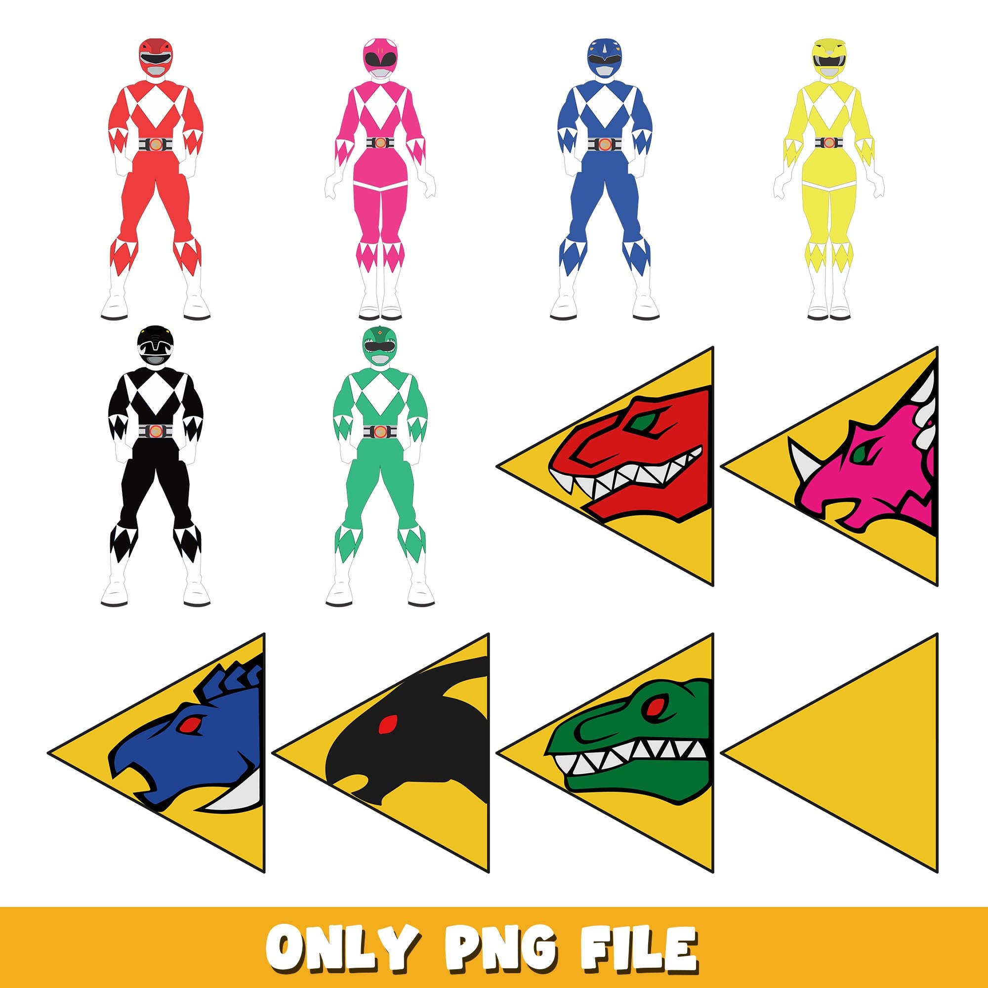 Mighty Morphin Power Rangers png, Power rangers bundle png, cartoon pn ...