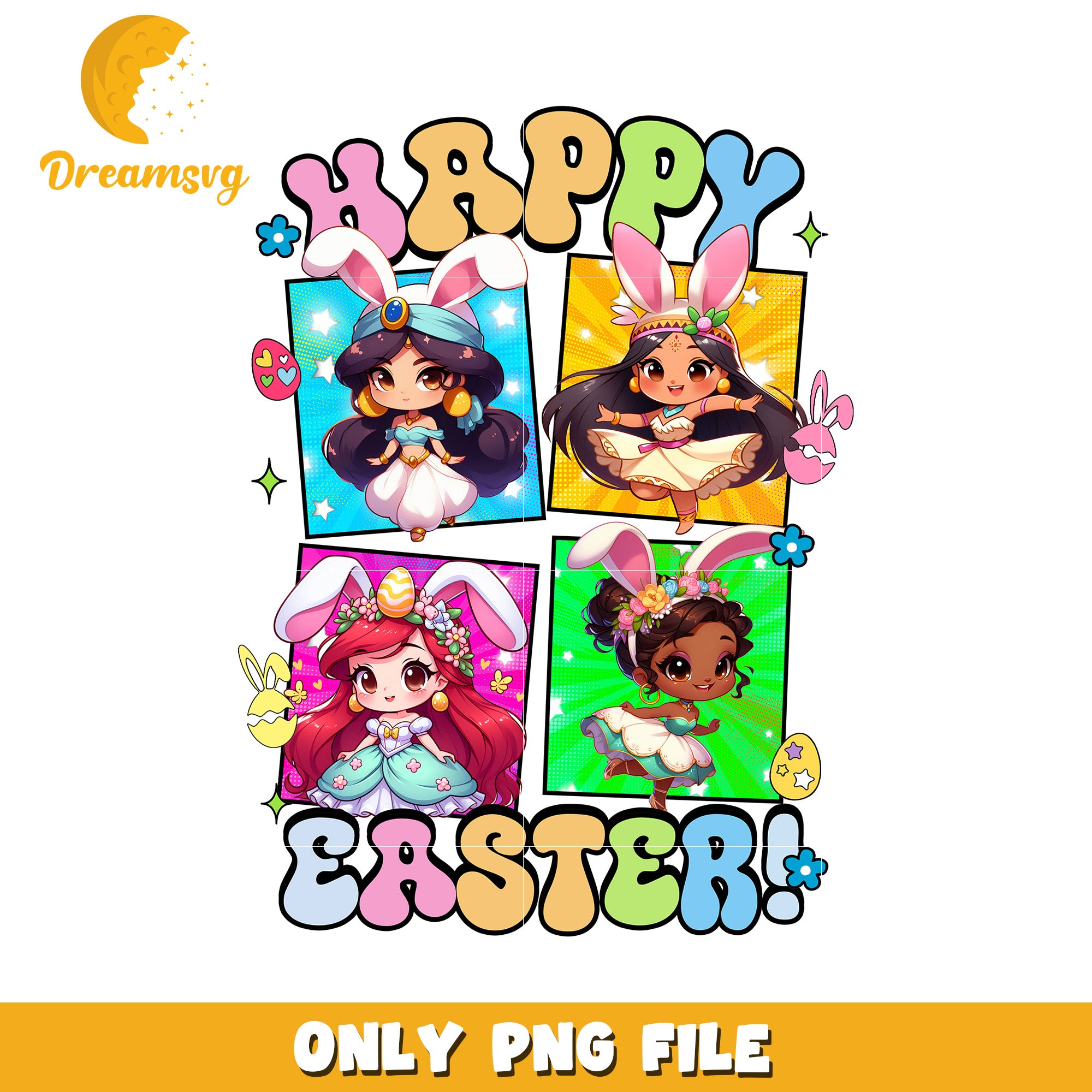 Princesses Happy Easter PNG – DreamSVG Store