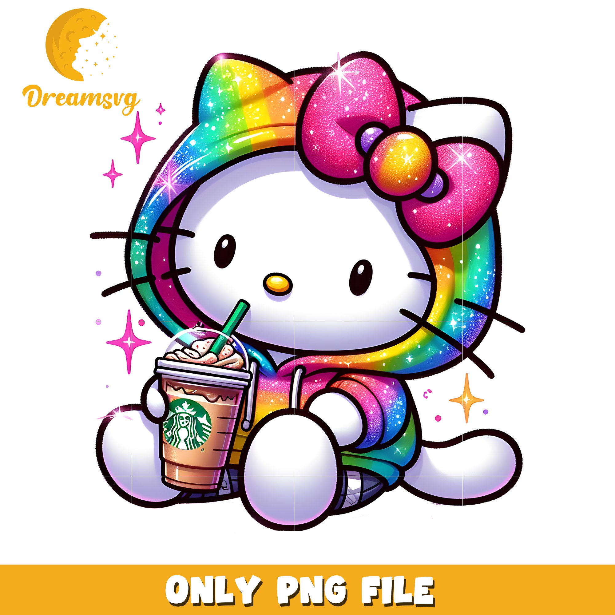 Rainbow Hello Kitty PNG Starbucks Drink – DreamSVG Store