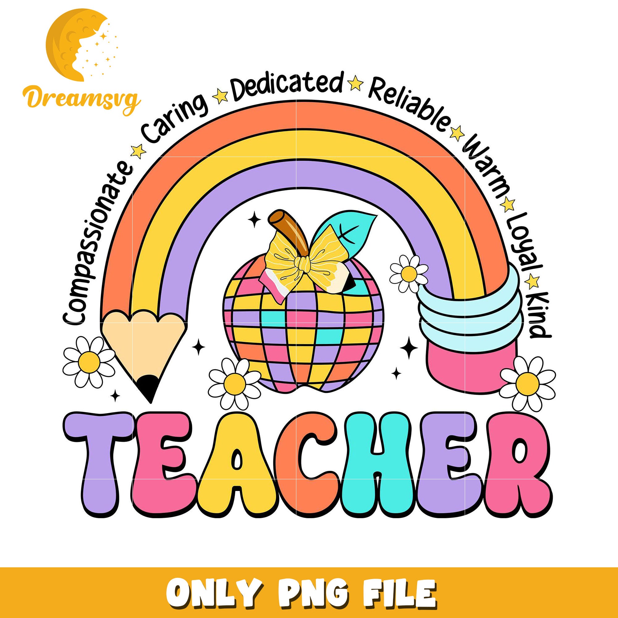 Rainbow Teacher PNG Design – DreamSVG Store