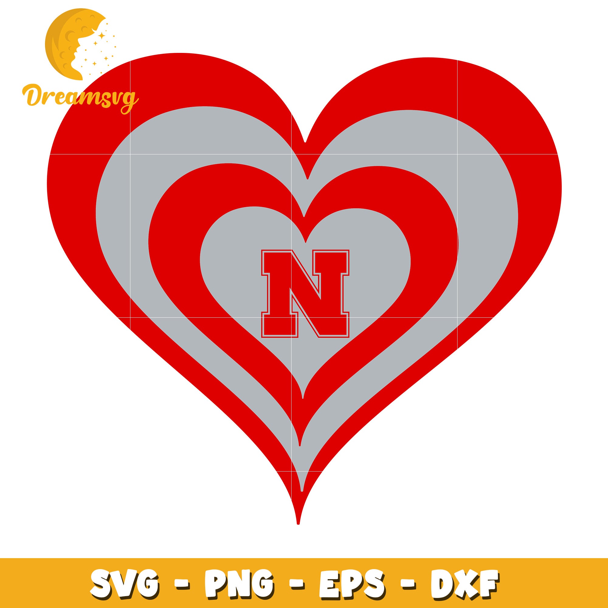 Red Heart SVG with N Letter Initial – DreamSVG Store