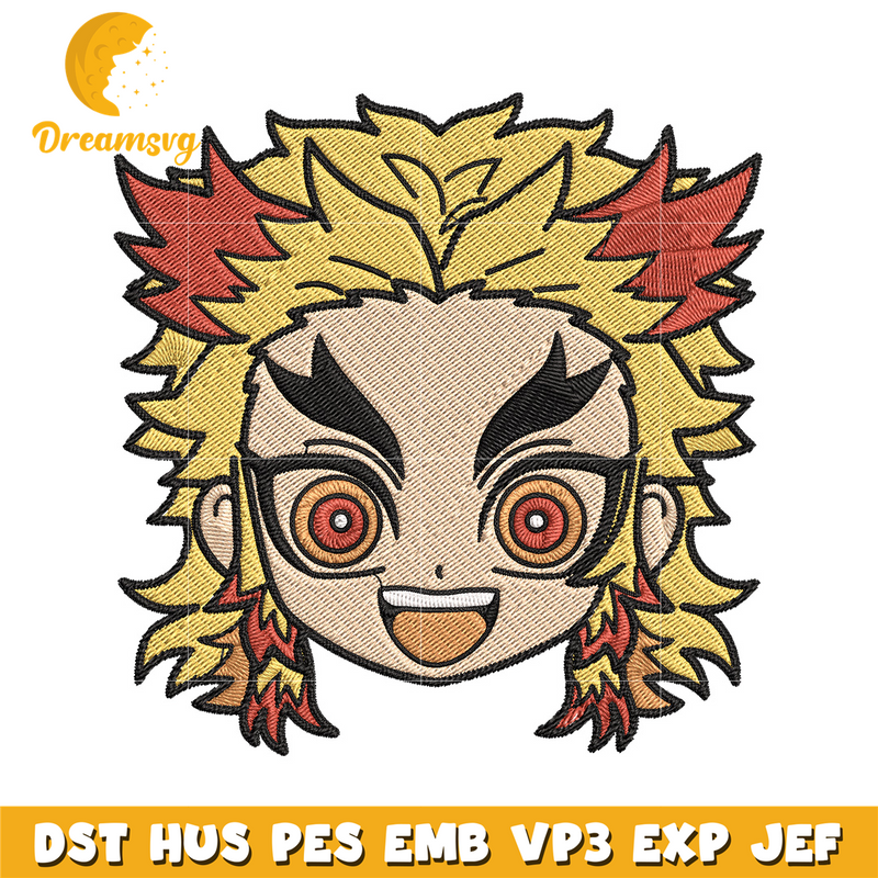 Rengoku kid embroidery design, Demon slayer Embroidery