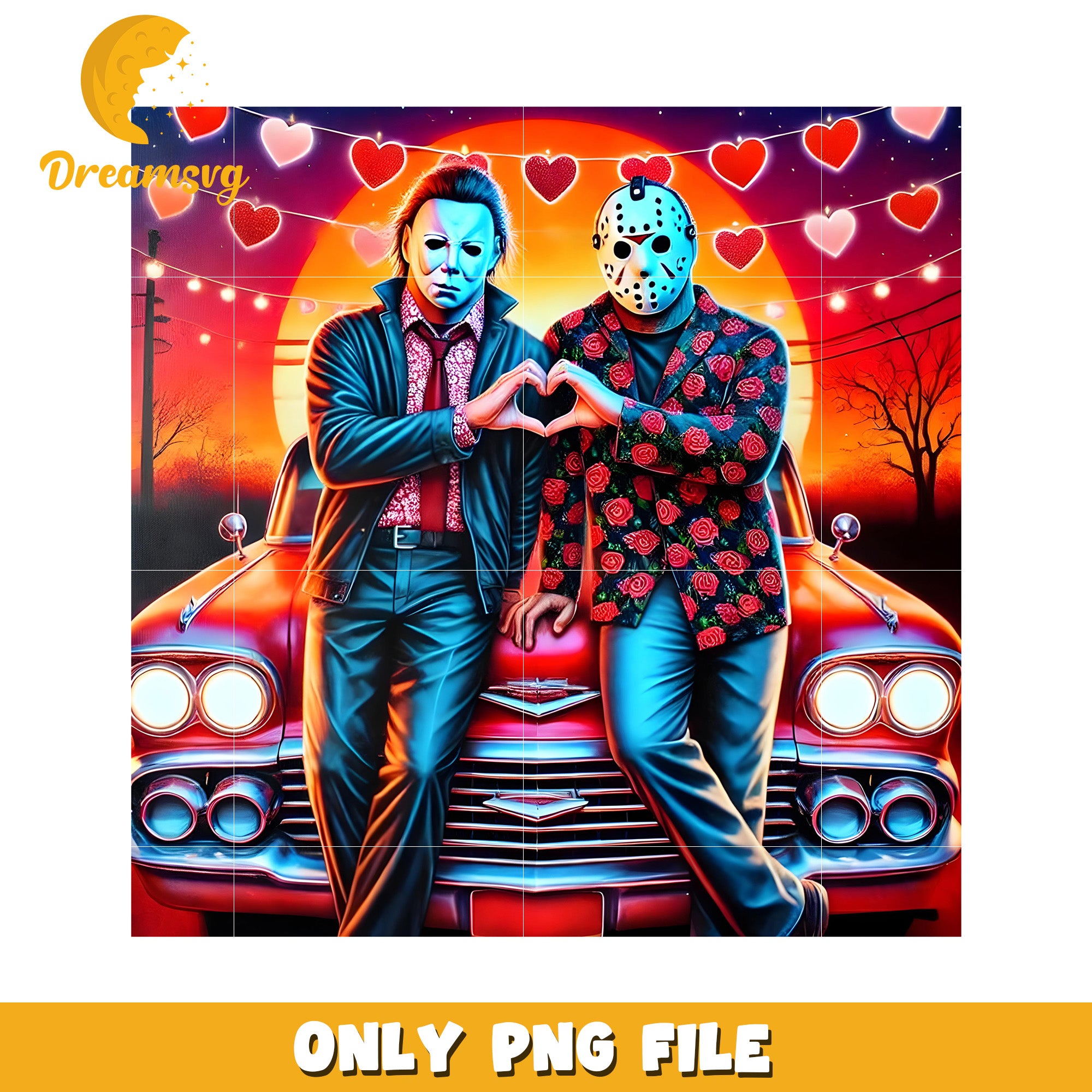 Retro Horror Movie Characters PNG Art for Decor 50x50 – DreamSVG Store