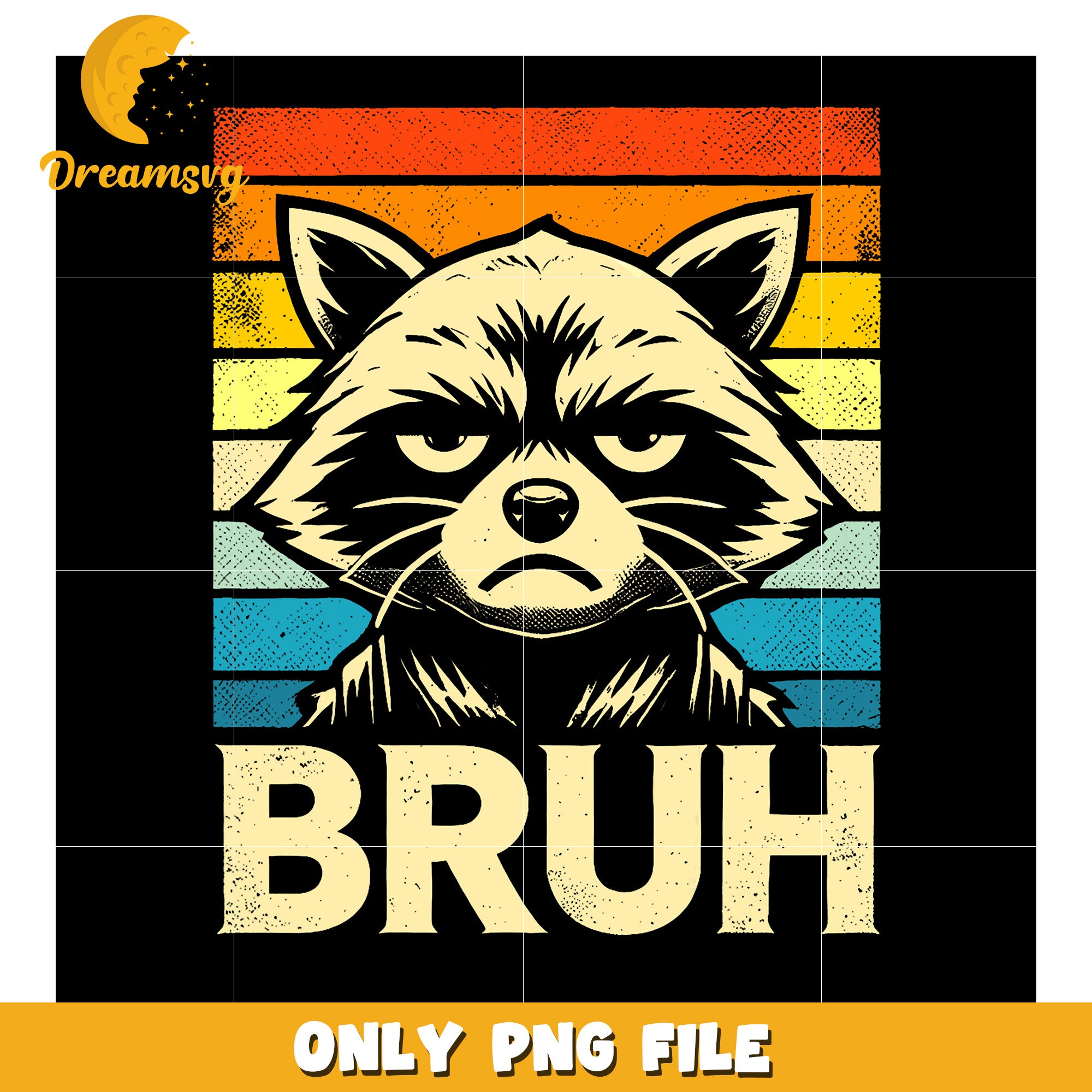 Retro Raccoon Bruh PNG Graphic – DreamSVG Store