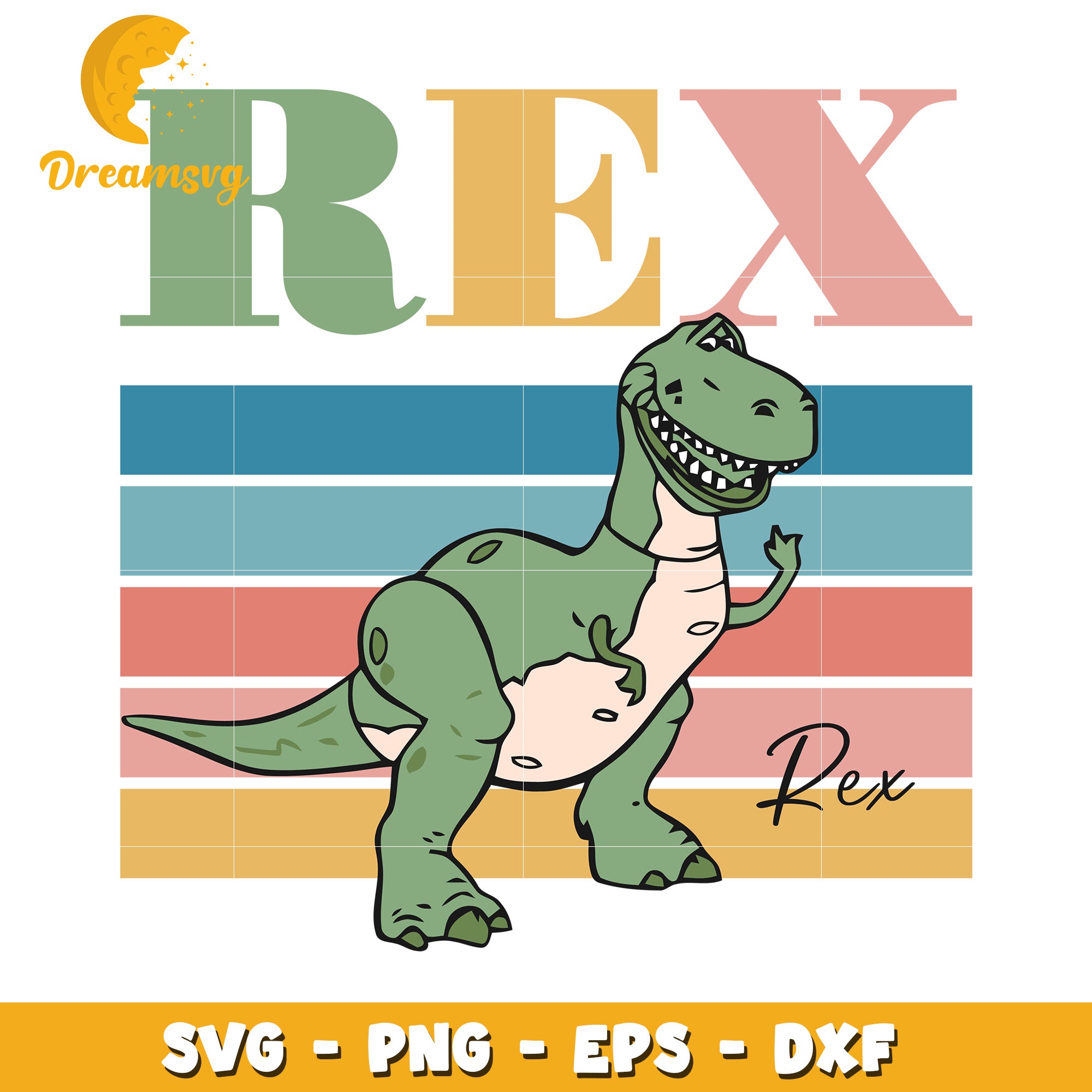 Rex Dinosaur SVG PNG EPS DXF Cut File – DreamSVG Store
