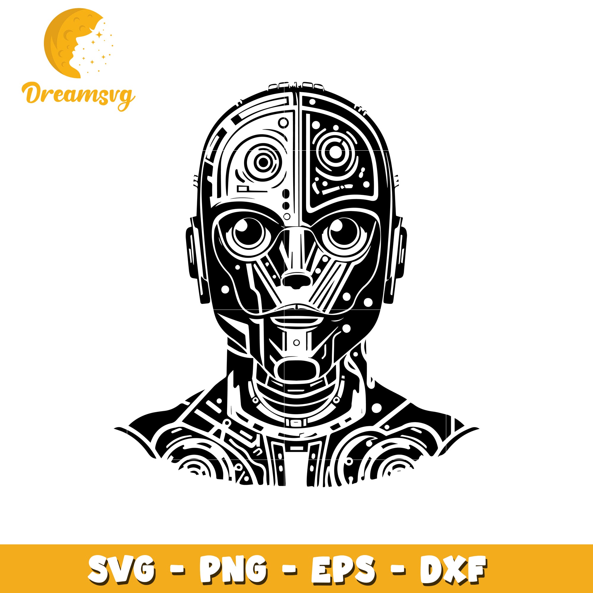 Robot Head SVG Cut File PNG EPS DXF – DreamSVG Store