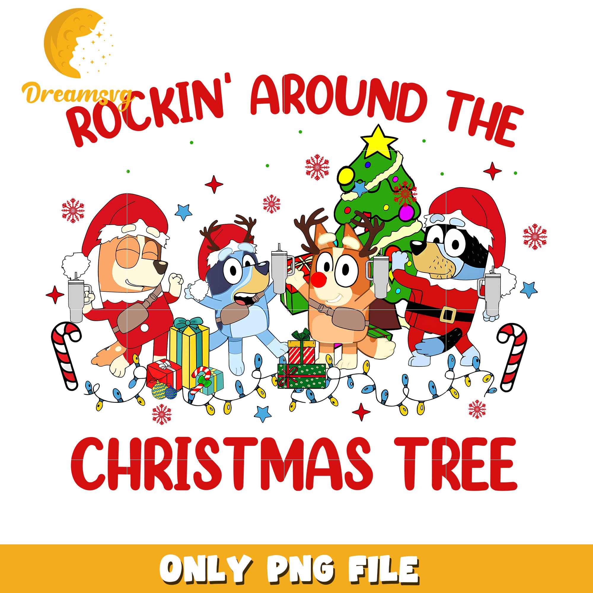 Rockin' around christmas tree png, bluey the cartoon png – DreamSVG Store