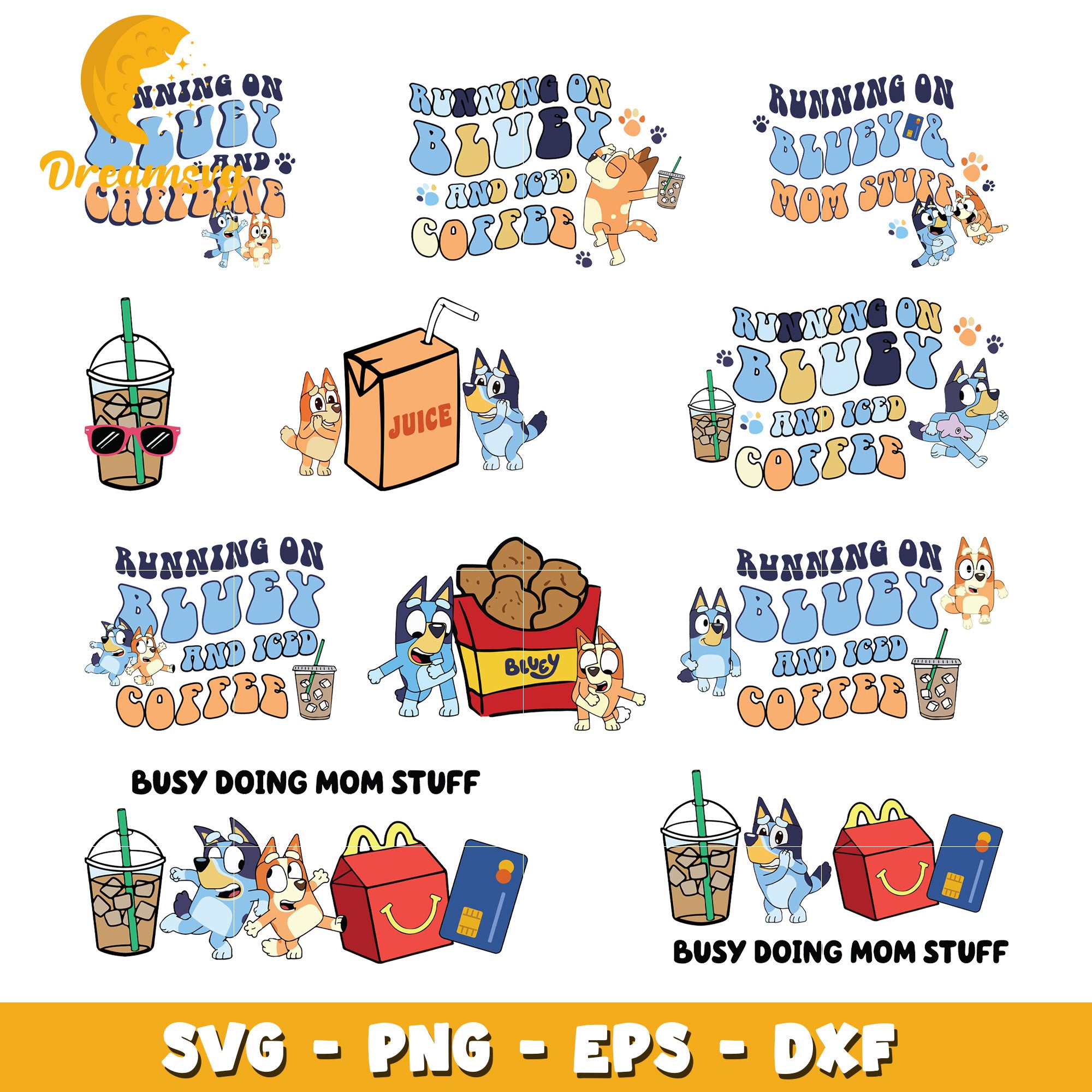Running on Bluey and ice coffee bundle svg, Bluey character svg ...