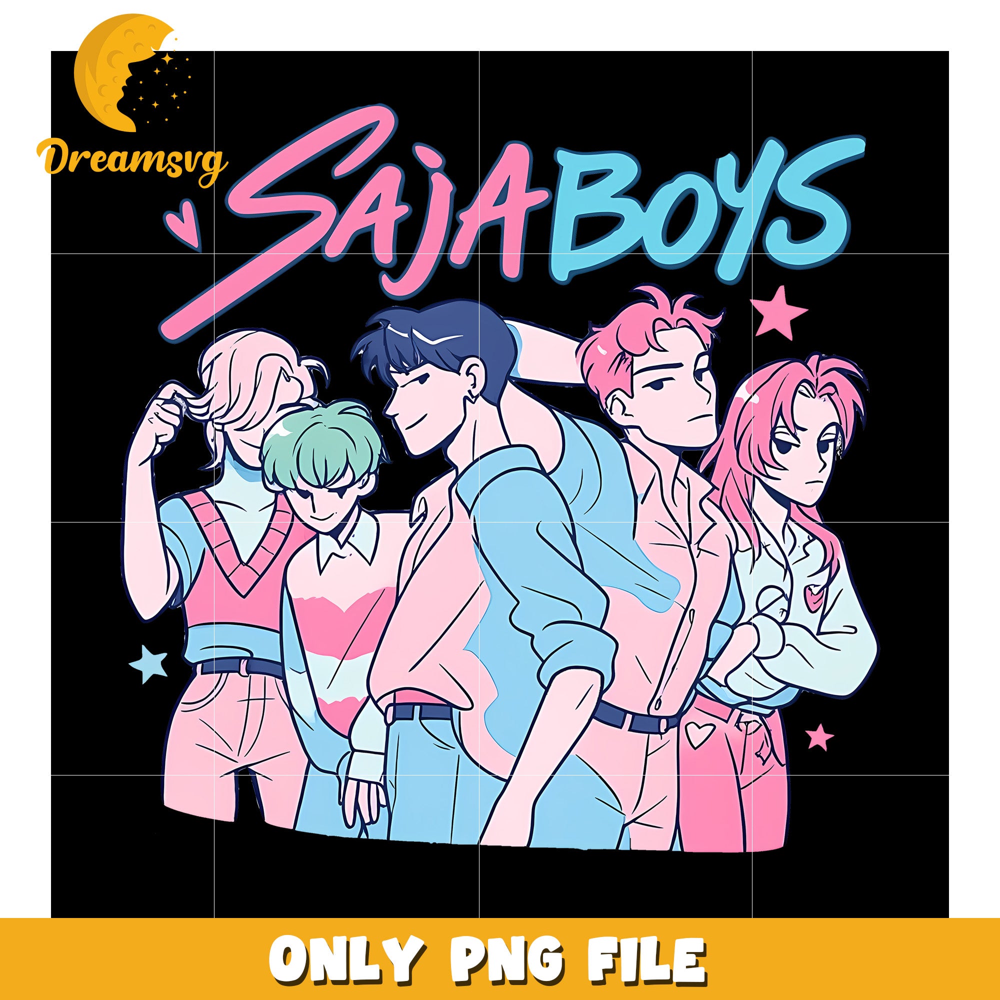 Saja boys design png, korean cartoons png, kpop band design png ...