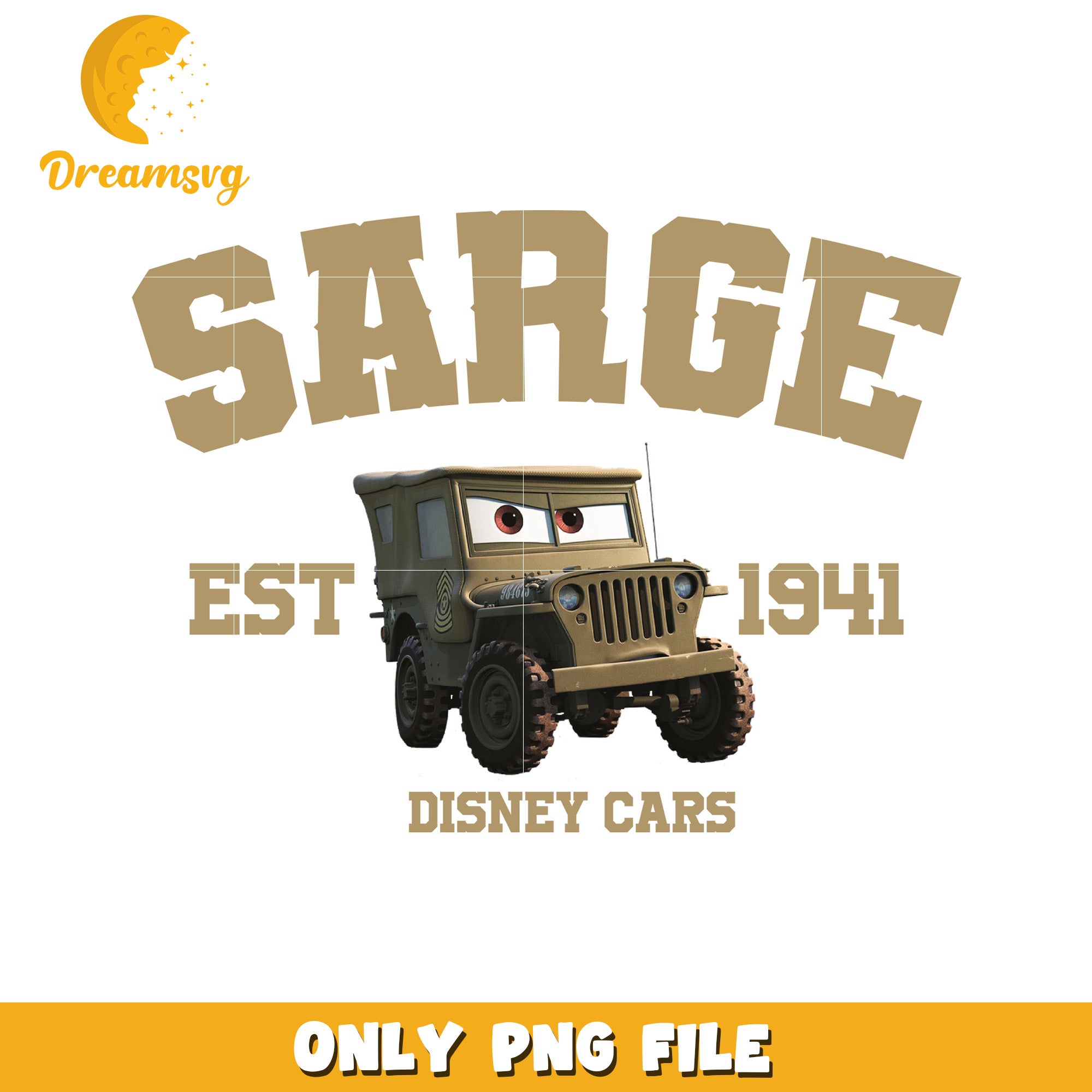 Sarge Disney Cars PNG Image – DreamSVG Store