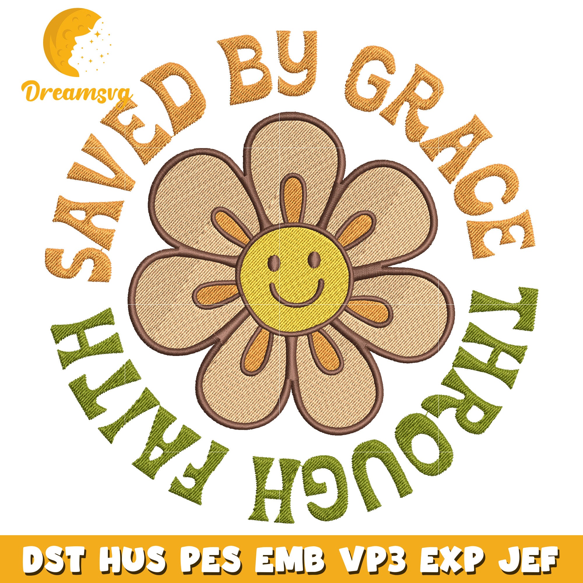 Saved by grace embroidery design – DreamSVG Store