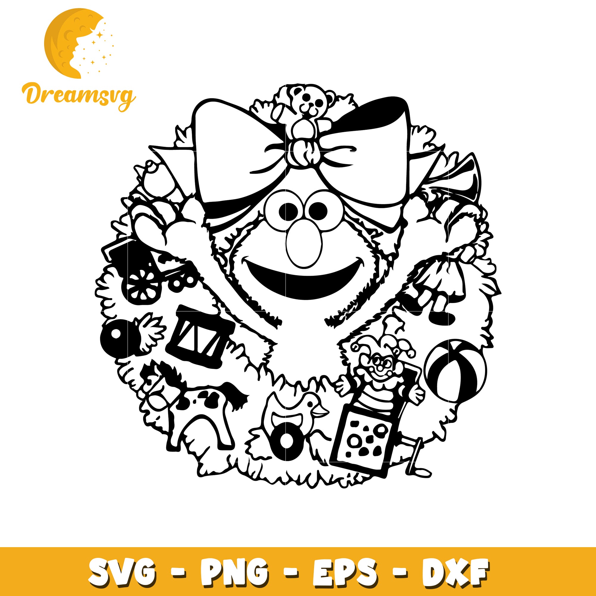 Sesame Street Cookie Monster Toy Wreath SVG – DreamSVG Store