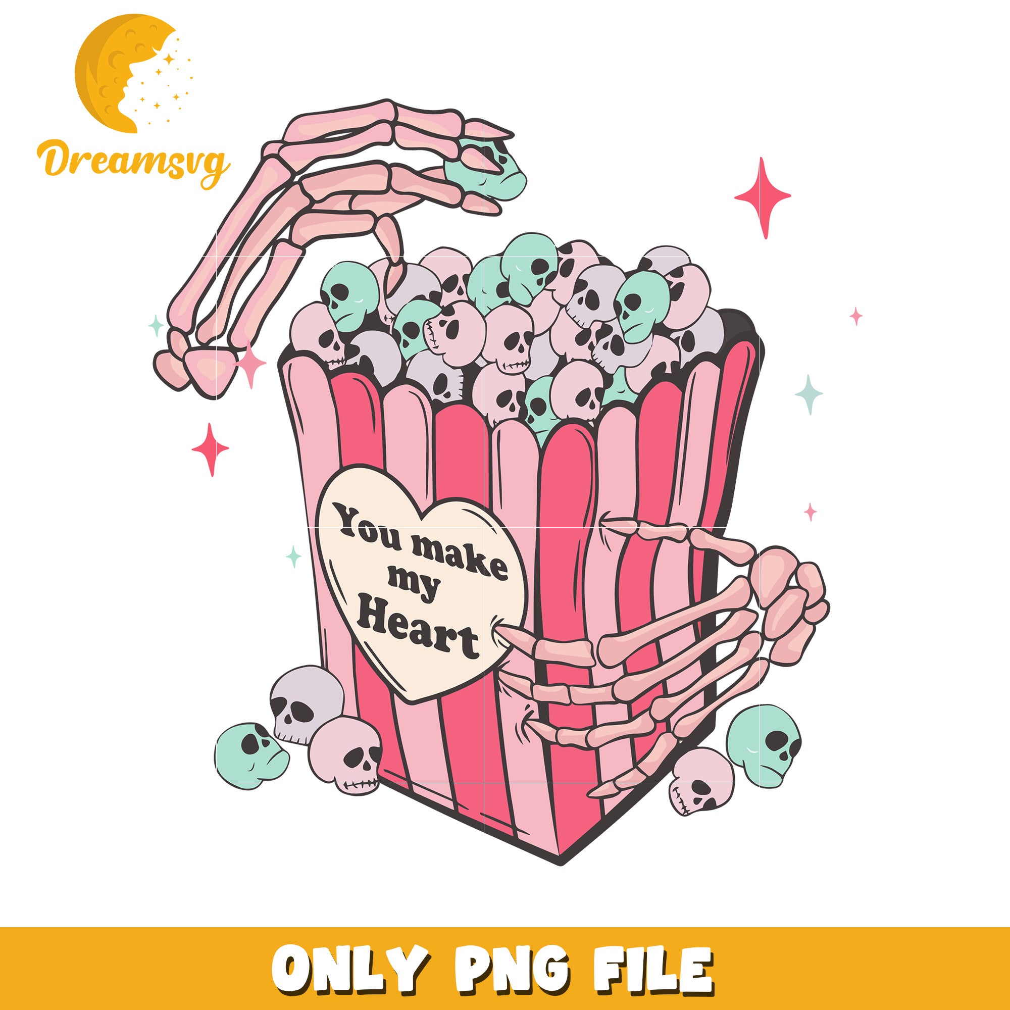 Skeleton Hands Skull Popcorn PNG – DreamSVG Store