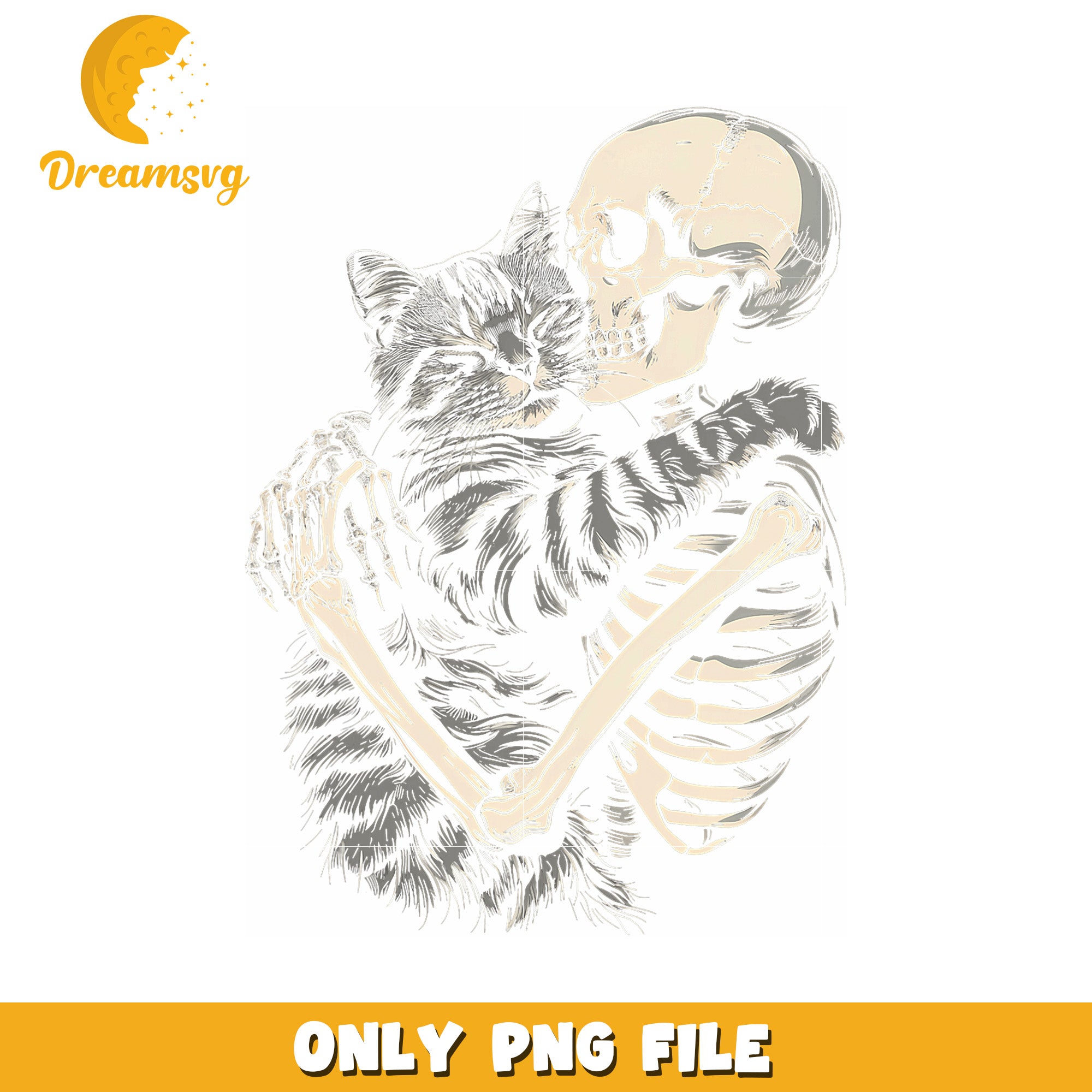 Skeleton Hugging Cat PNG Download – DreamSVG Store