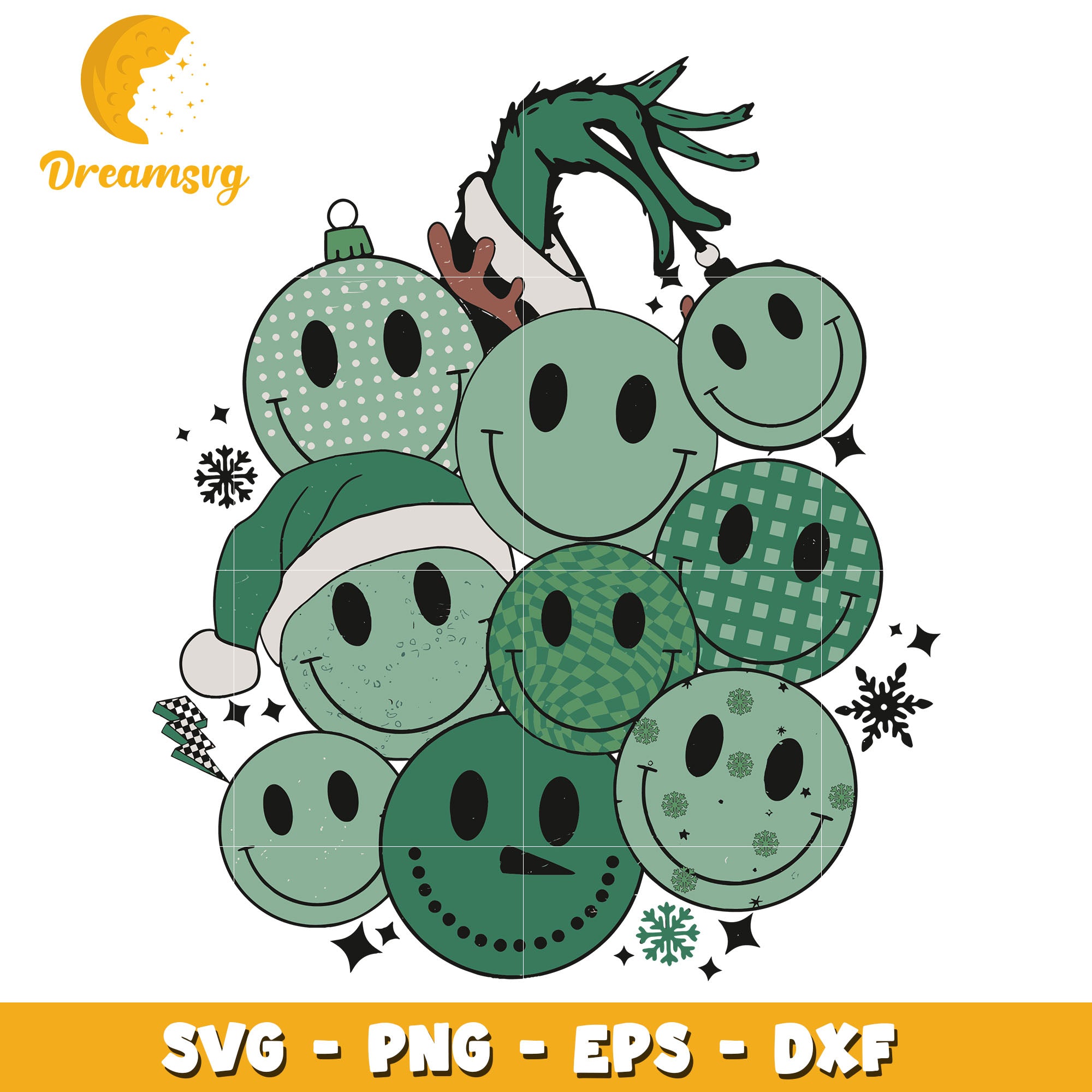 Smiley face Grinch hand svg, funny christmas svg, Christmas svg ...