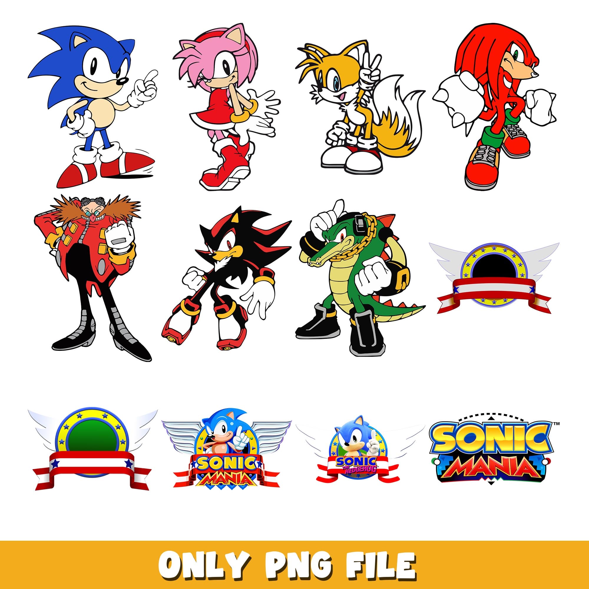 Sonic the hedgehog characters and logo png, Sonic bundle png, cartoon ...