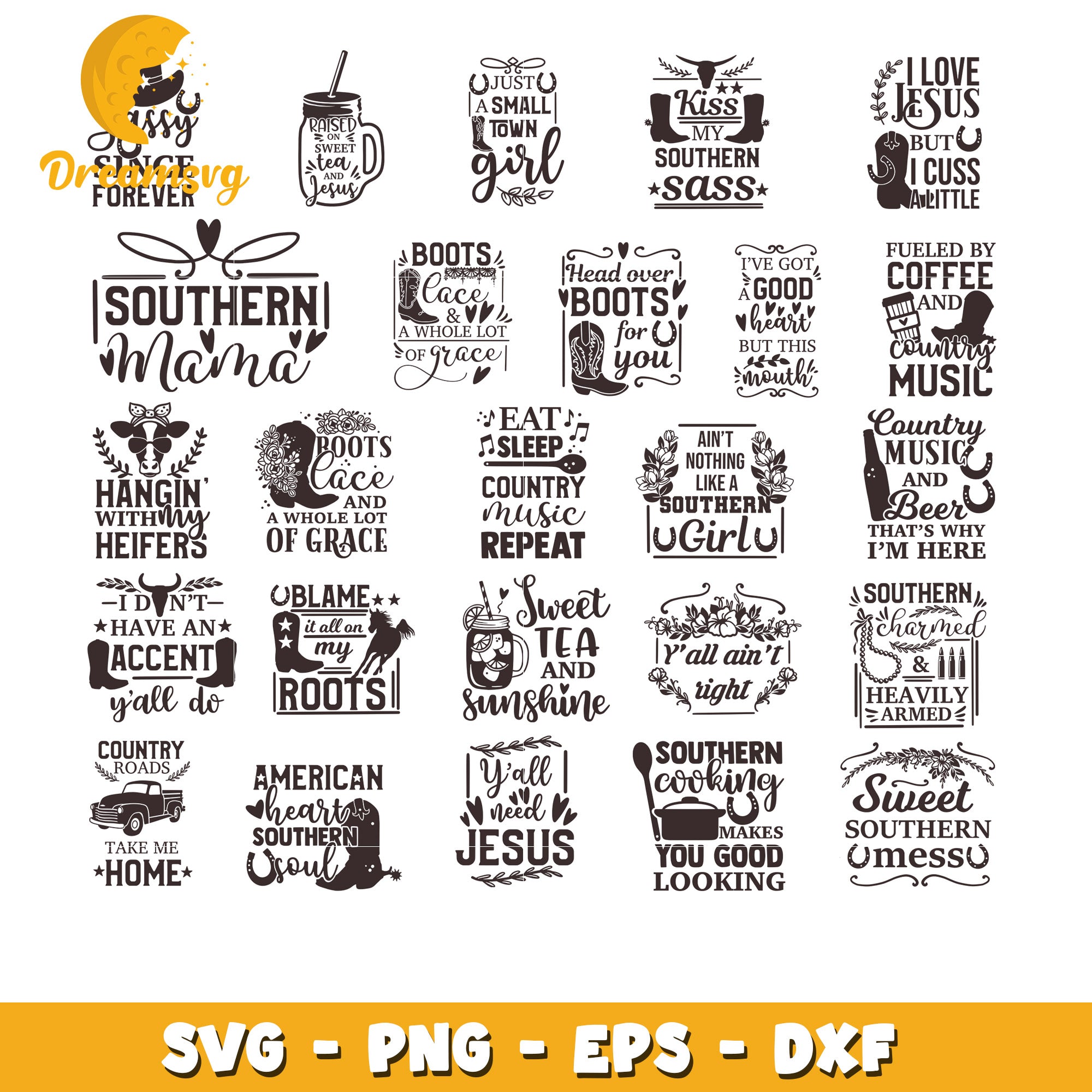 Eat sleep country music repeat bundle svg, southern mama svg – DreamSVG ...