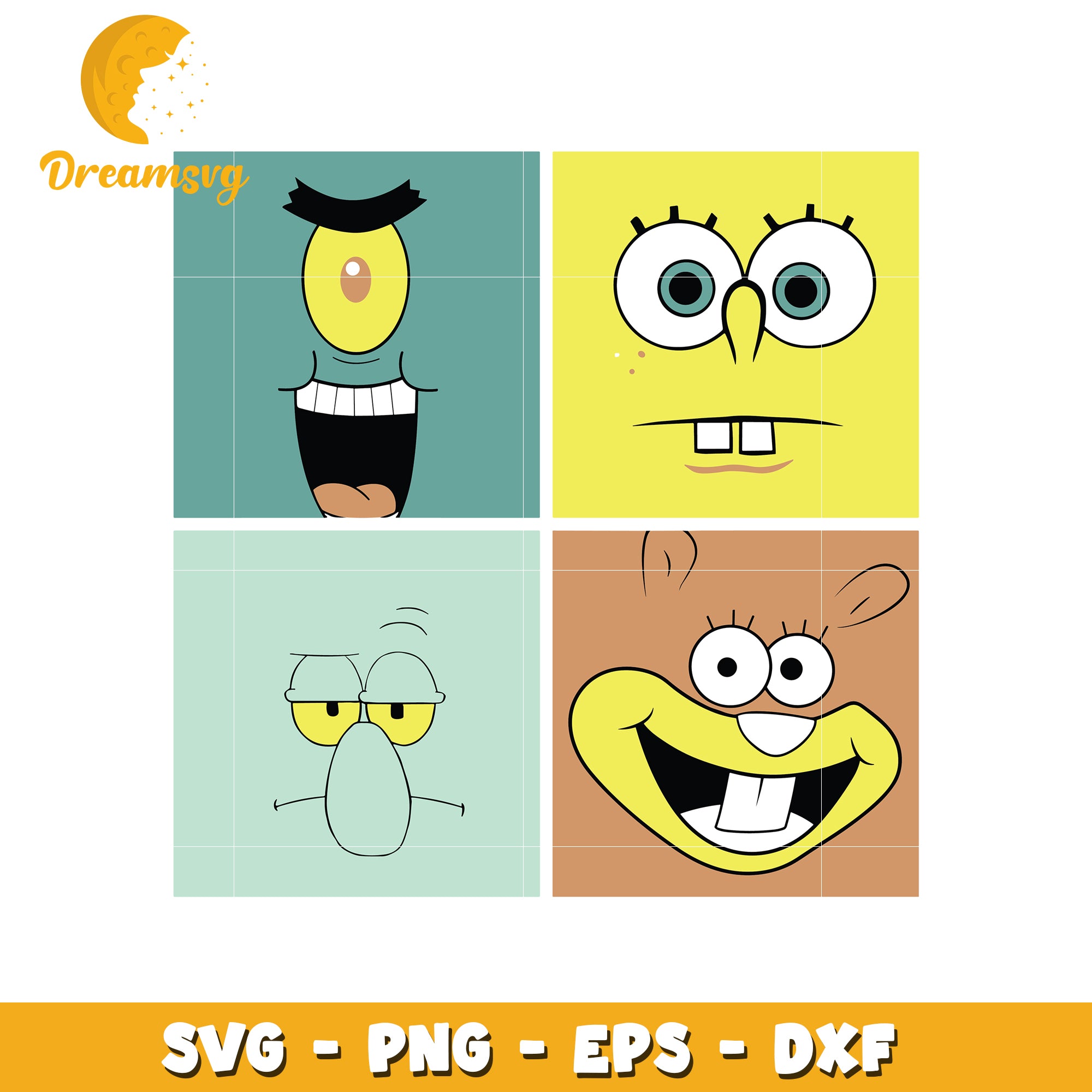 SpongeBob SquarePants Faces SVG PNG EPS DXF – DreamSVG Store