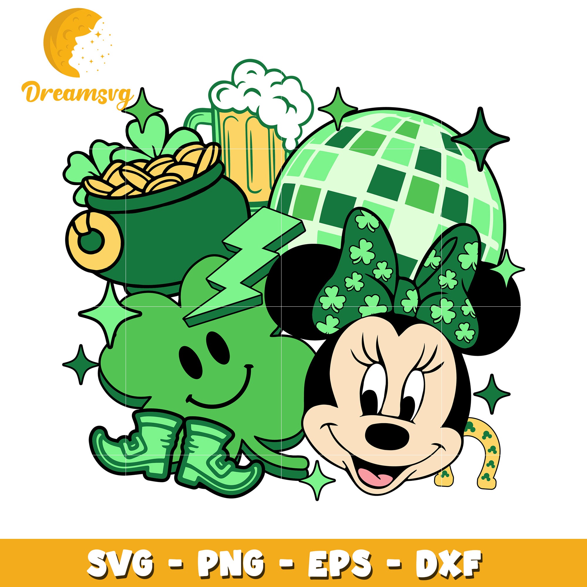 St Patrick's Day Minnie Mouse SVG Clipart for Crafting Projects ...
