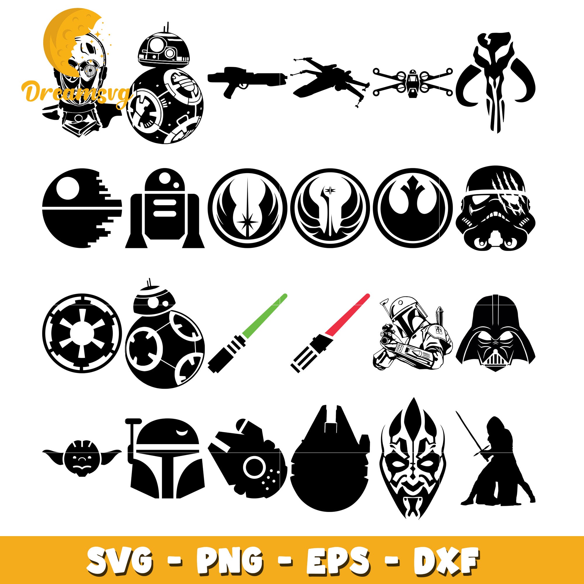 Stamping plates star wars bundle svg, original star wars movies svg ...