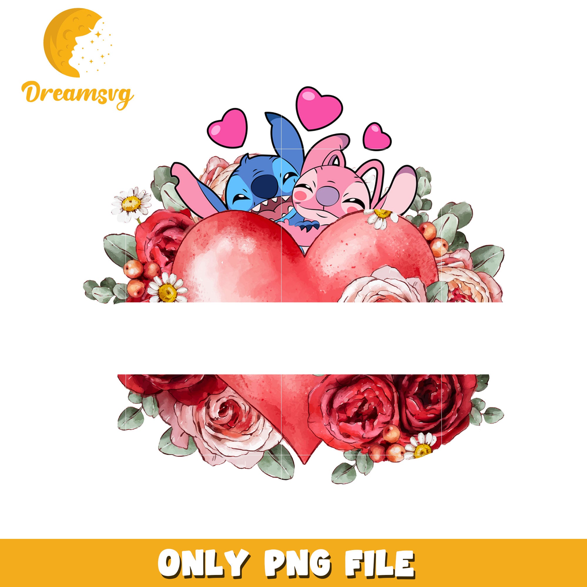 Stitch Angel Heart And Roses Png Disney Couple Png Valentine Png