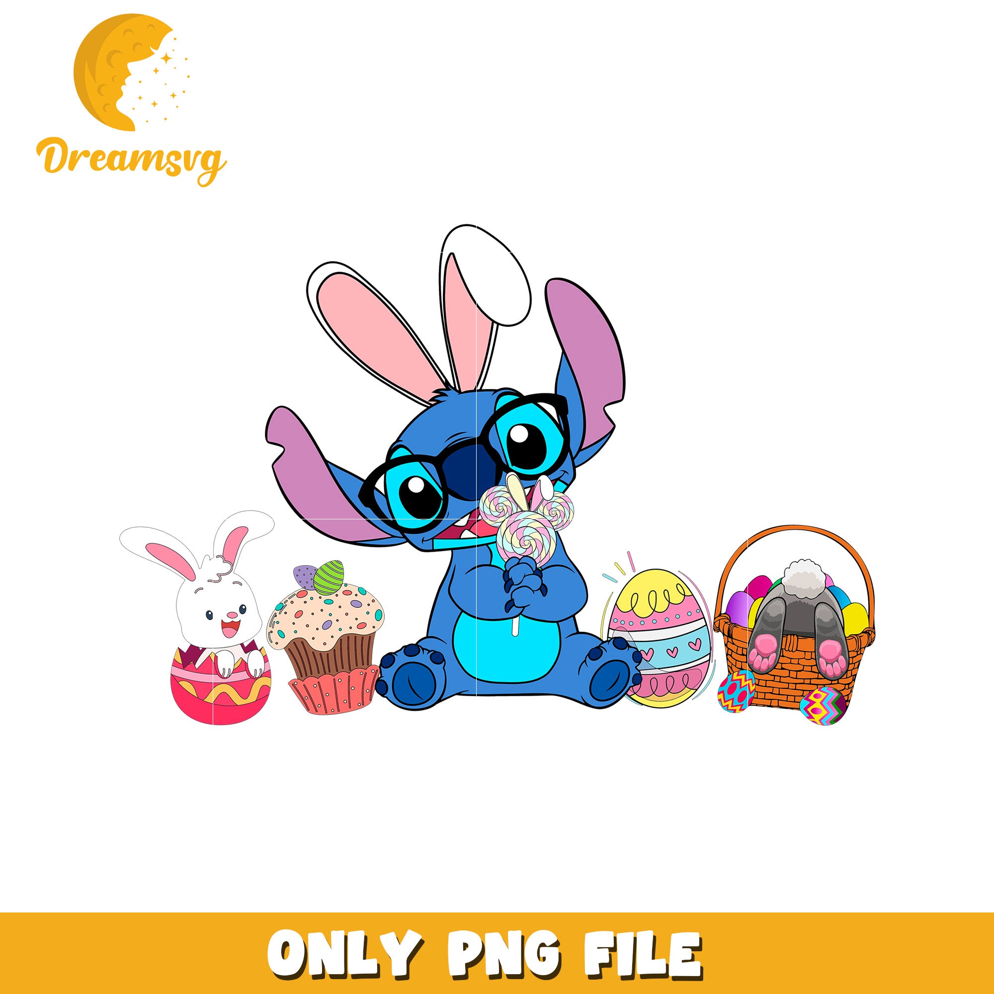 Stitch Easter Bunny PNG File – DreamSVG Store