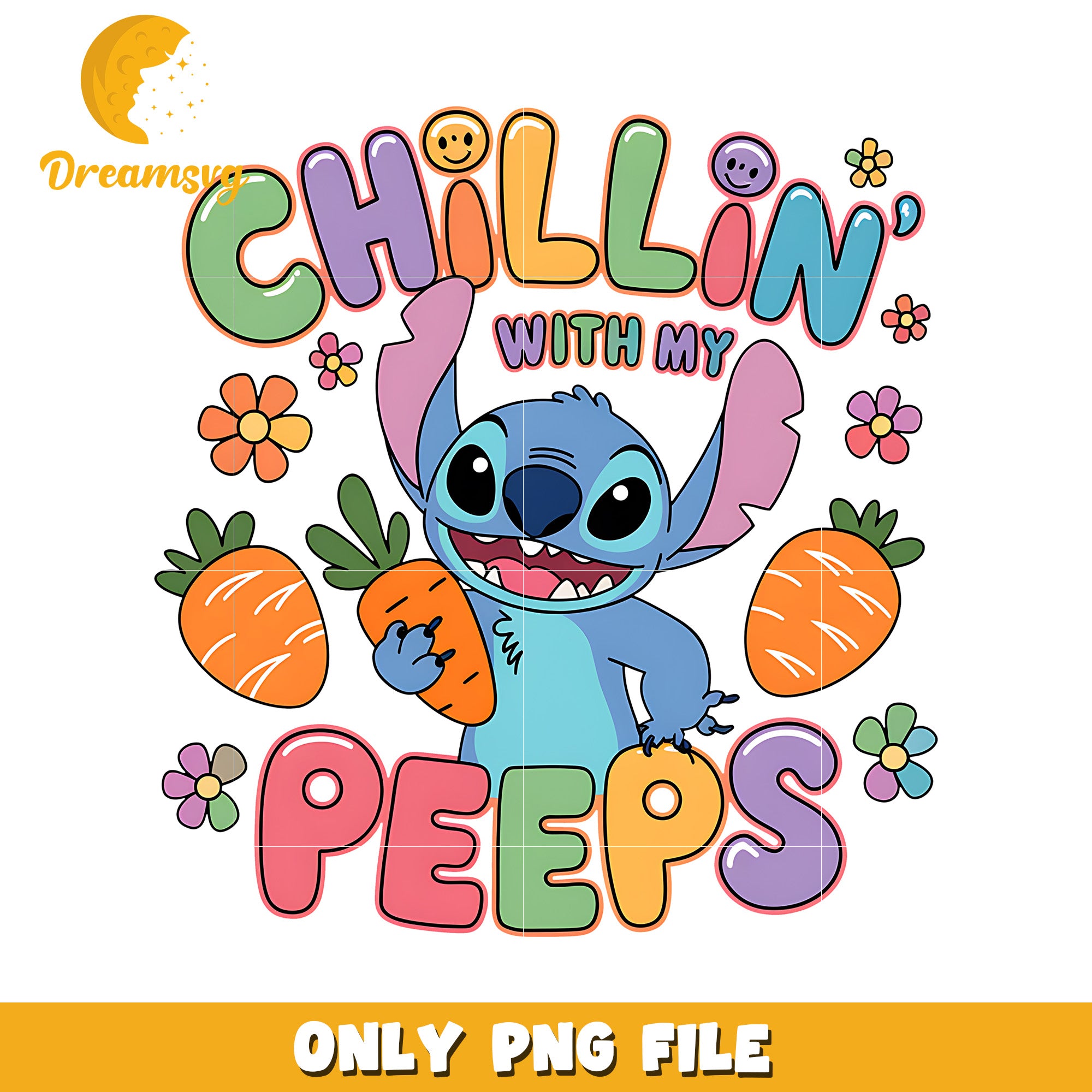 Stitch chillin with my peeps png, easter day png, stitch png – DreamSVG ...