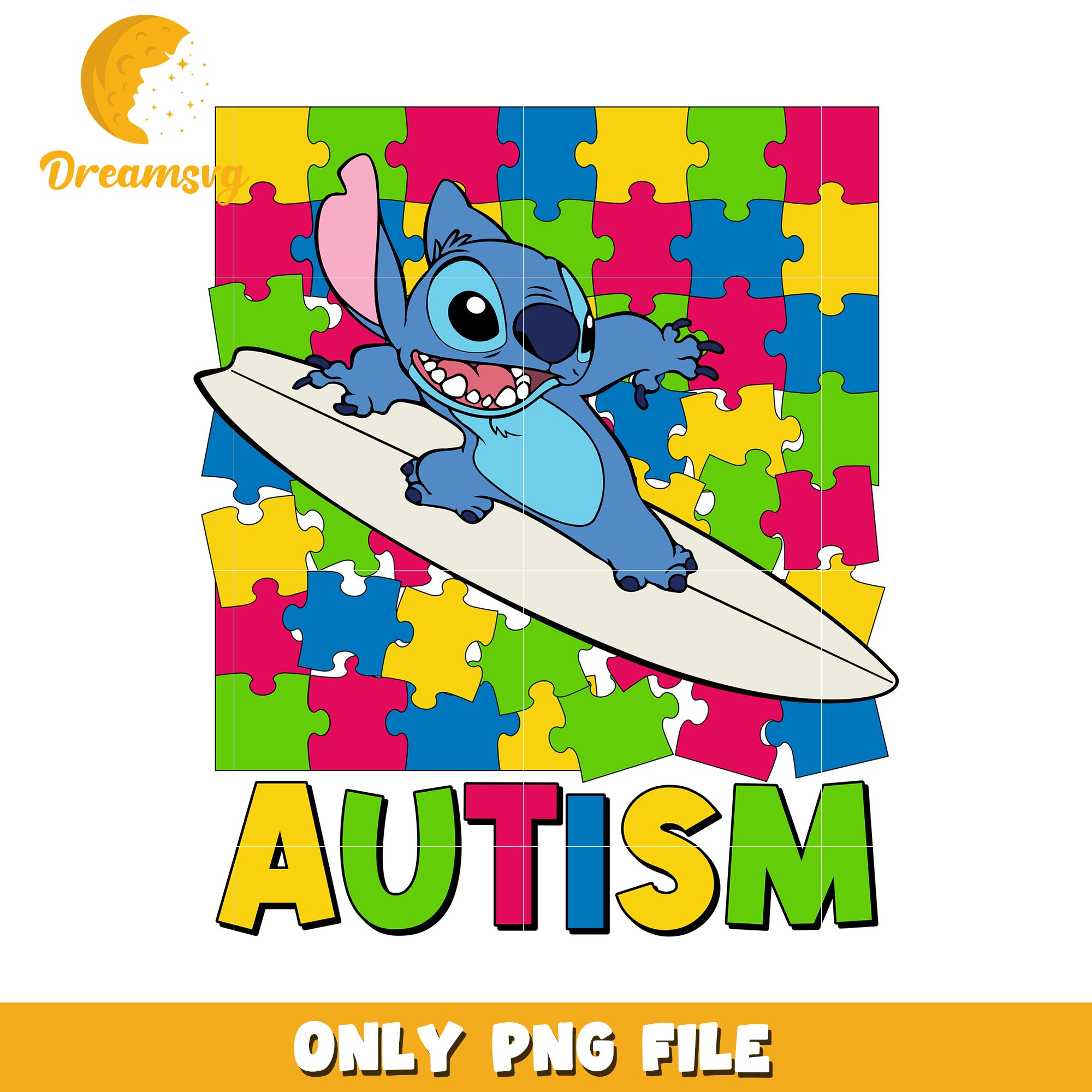 Stitch surfboard autism png, autism awareness puzzle piece png ...