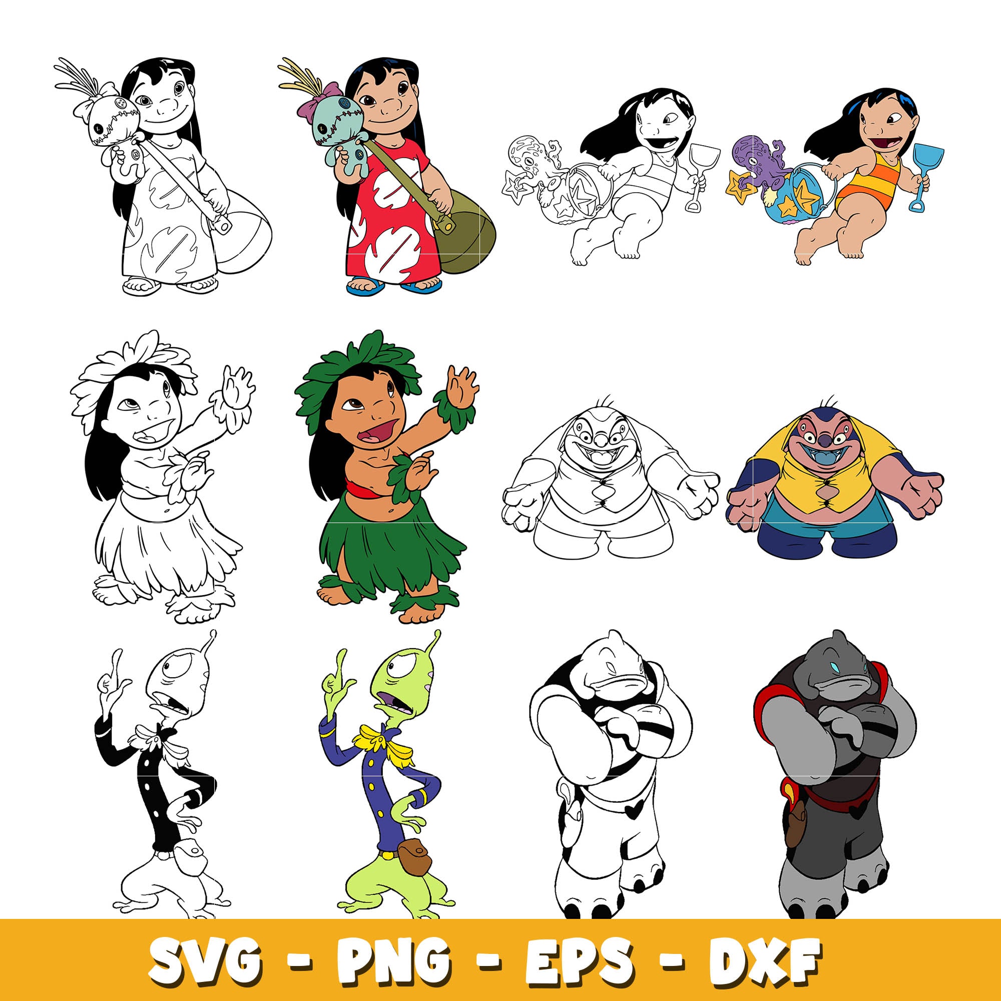lilo and stitch characters and lilo and stitch characters coloring bun ...