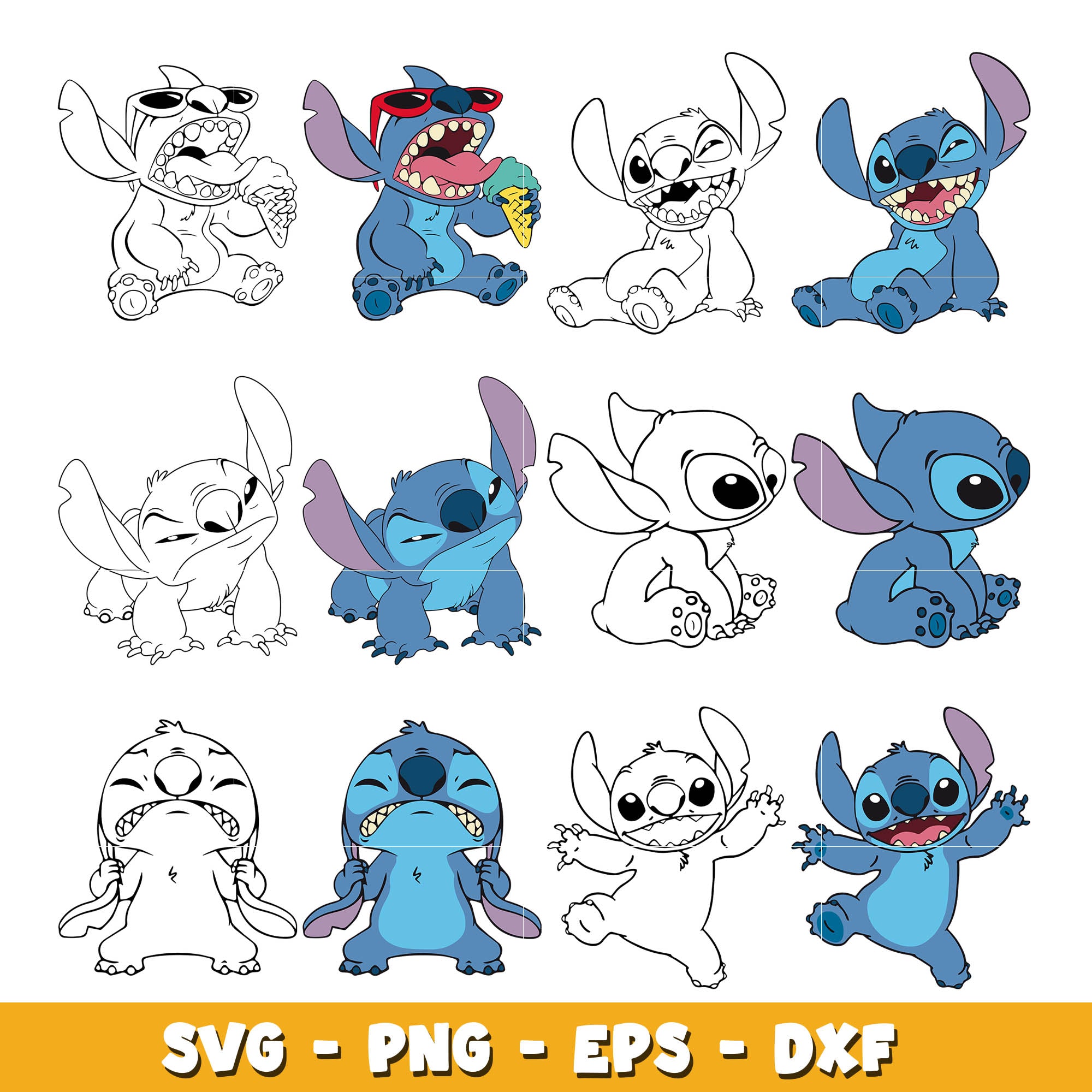 Disney Stitch cartoon bundle svg, Disney svg, Digital download ...