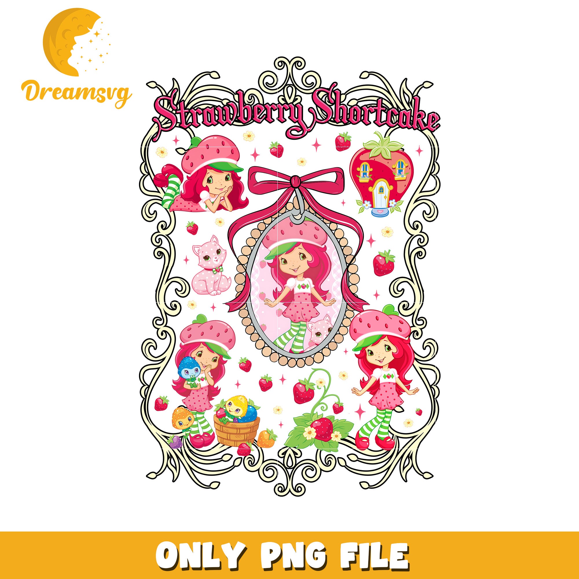 Strawberry Shortcake PNG, Cute Cartoon, Printable Image – DreamSVG Store
