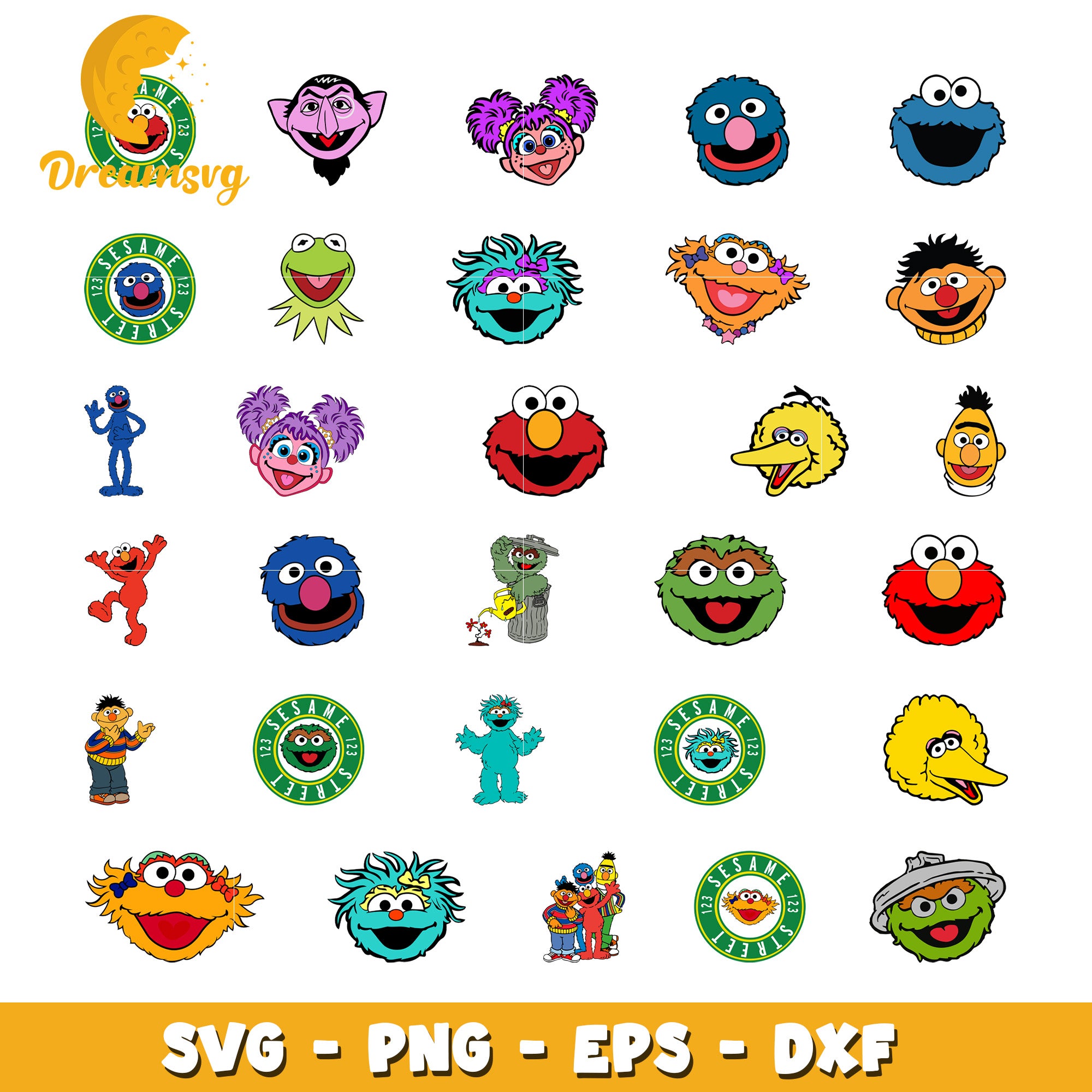 Sesame Street Characters Face Cliparts Elmo PNG