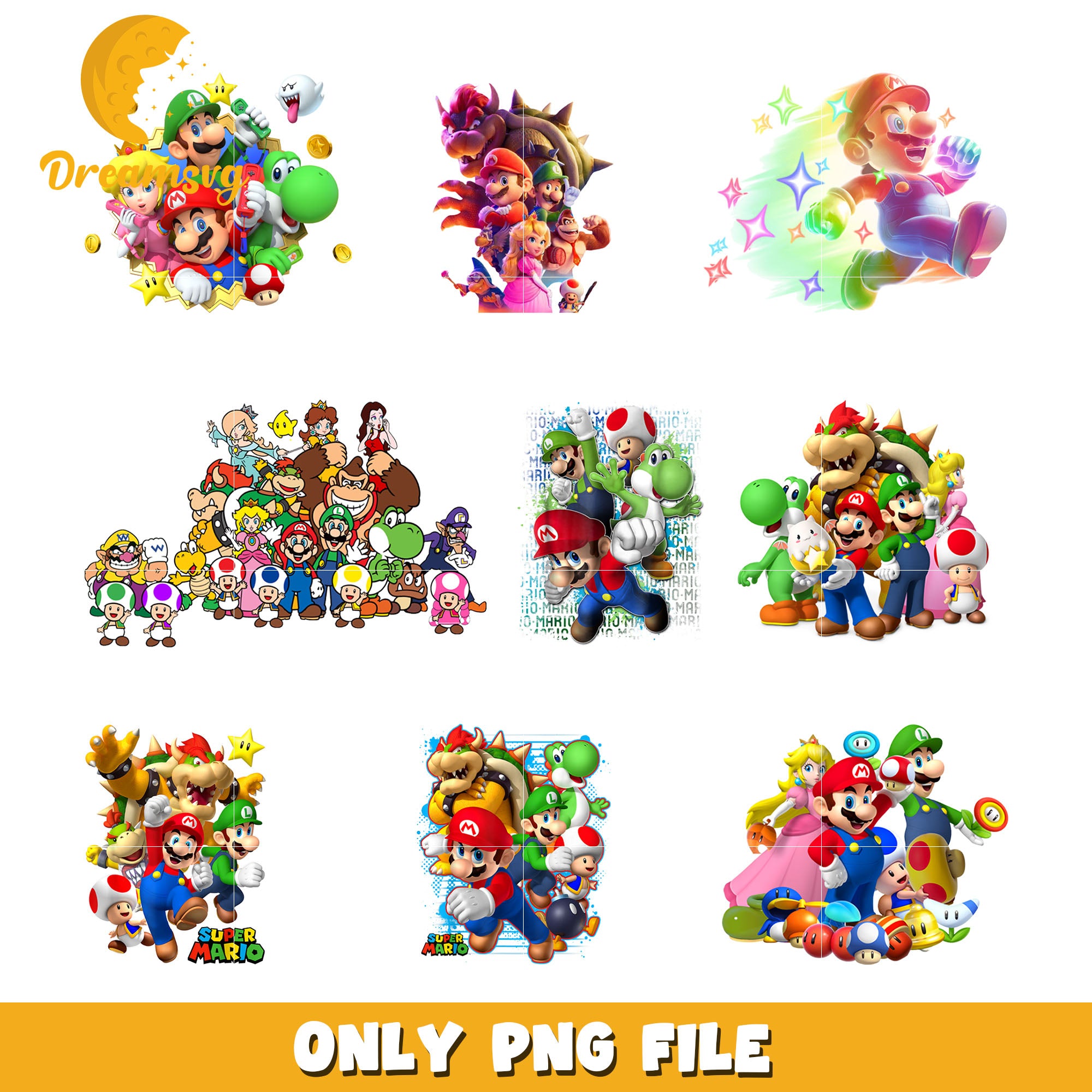 Super Mario characters bundle png, Super Mario bros png – DreamSVG Store