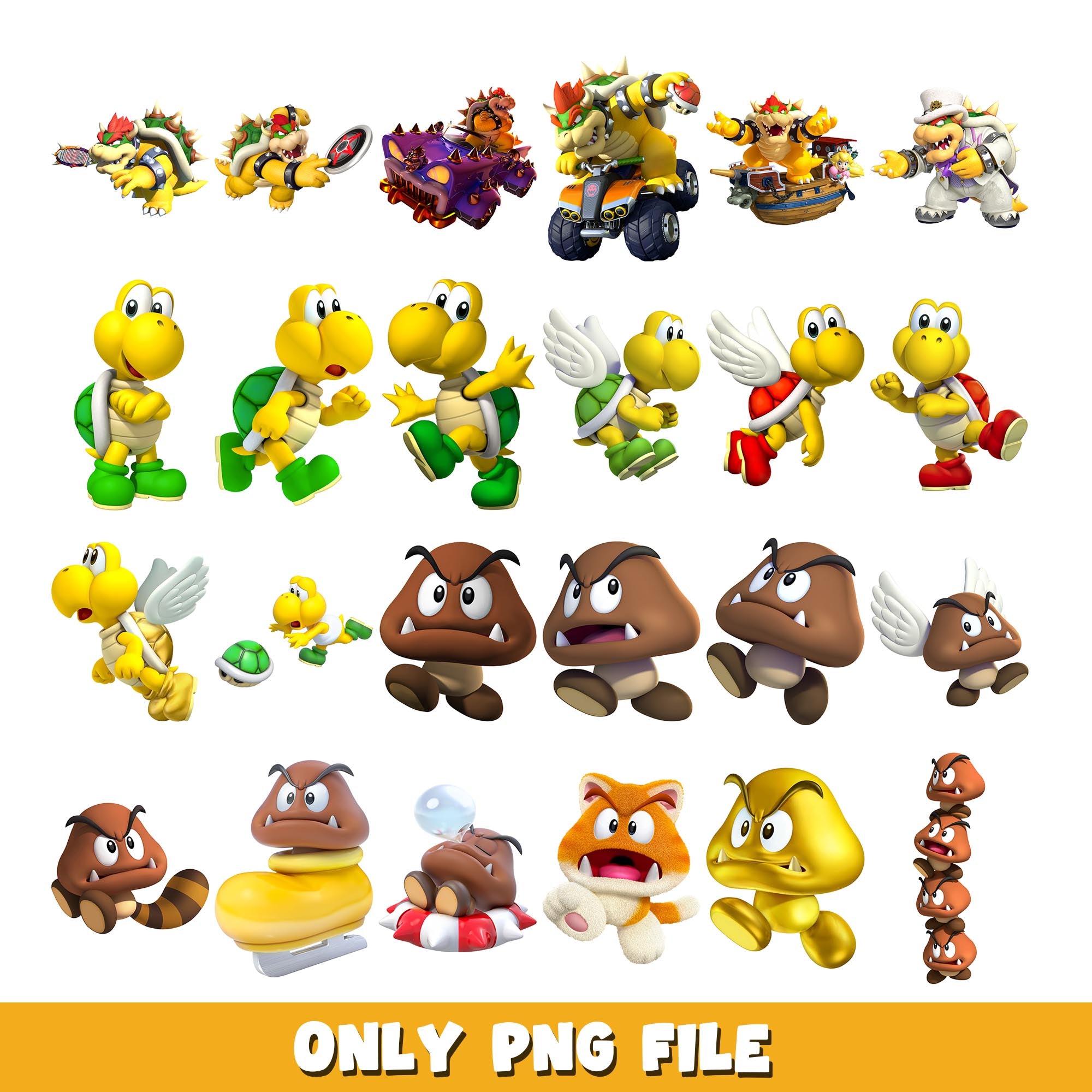 Super Smash Bros png, Super Mario bundle png, cartoon png – DreamSVG Store